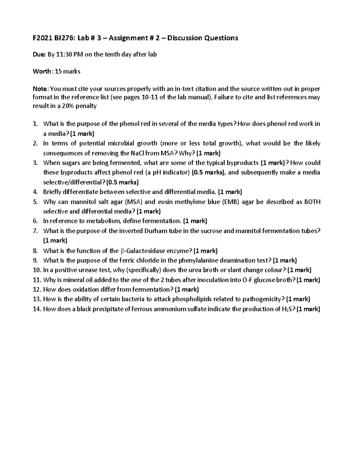 F2021 BI276 Lab 3 - Assignment 2 Discussion Questions - F2021 BI276 ...