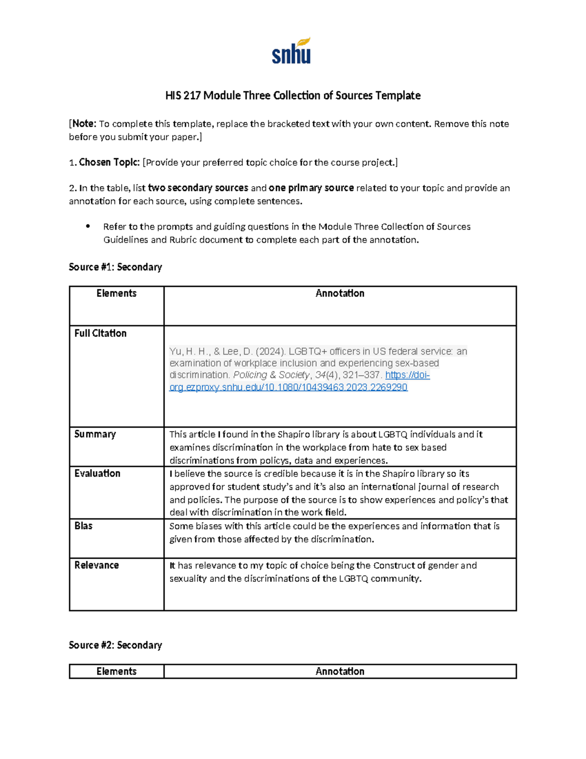 His 217 Collection of Sources - HIS 217 Module Three Collection of Sources Template [Note: To ...