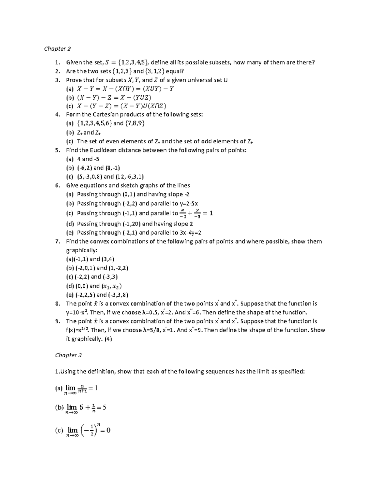 Problem-Set - A problem set to slove - Chapter 2 Given the set, 𝑆 = { 1 ...