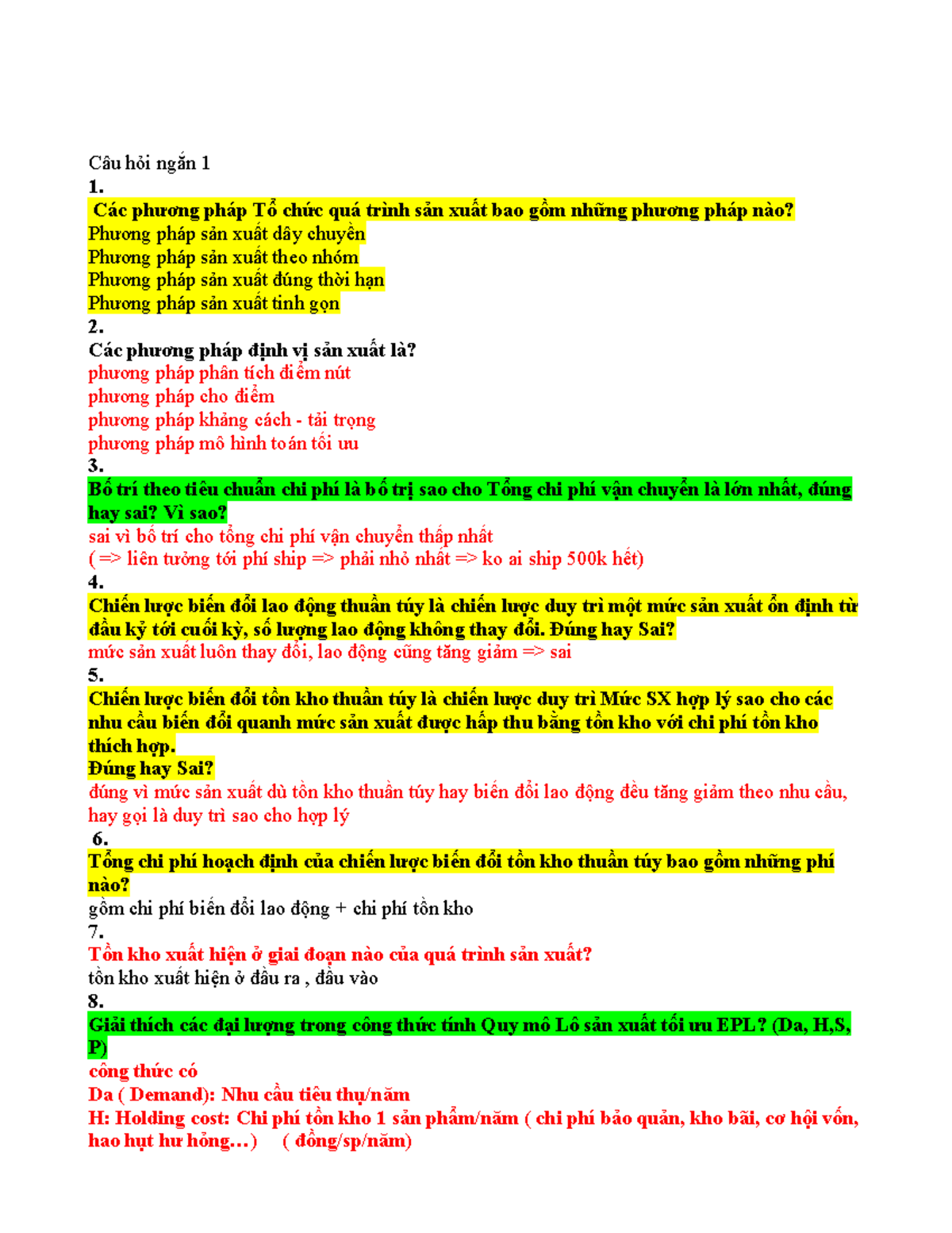 CHN-24-5 - jhgytfgj,kjnm - Câu hỏi ngắn 1 1. Các phương pháp Tổ chức ...