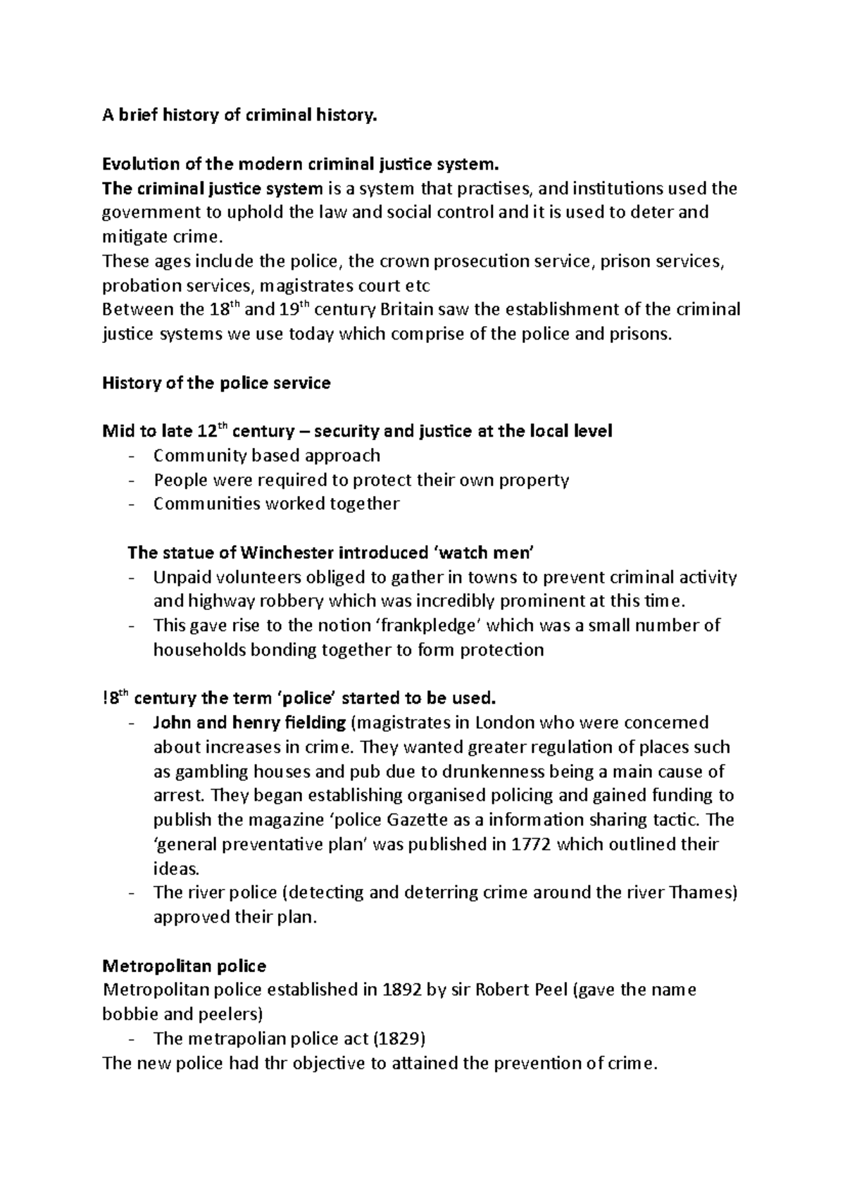 A brief history of criminal history - Evolution of the modern criminal ...
