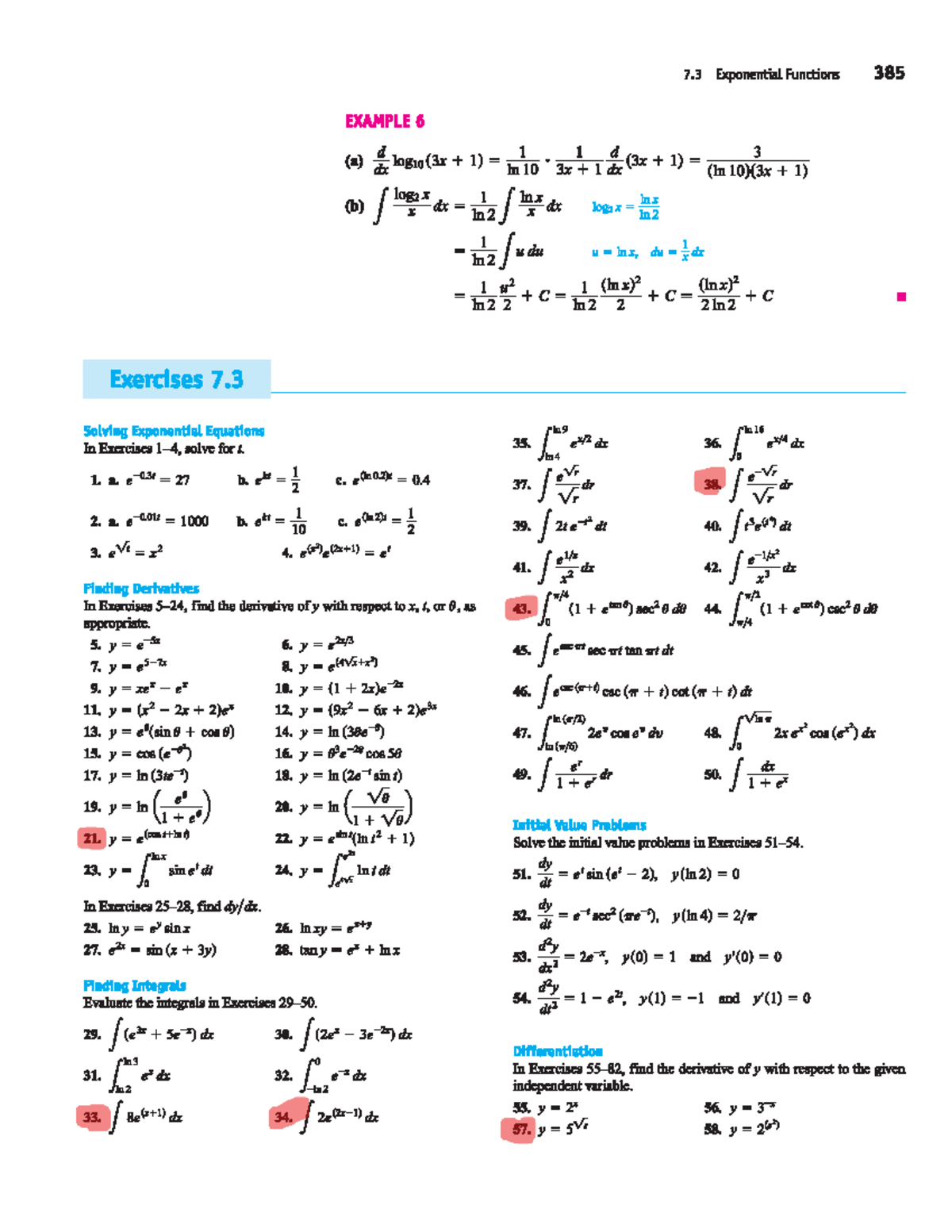 Exponential functions exercises - 7 Exponential Functions 385 Exercises ...