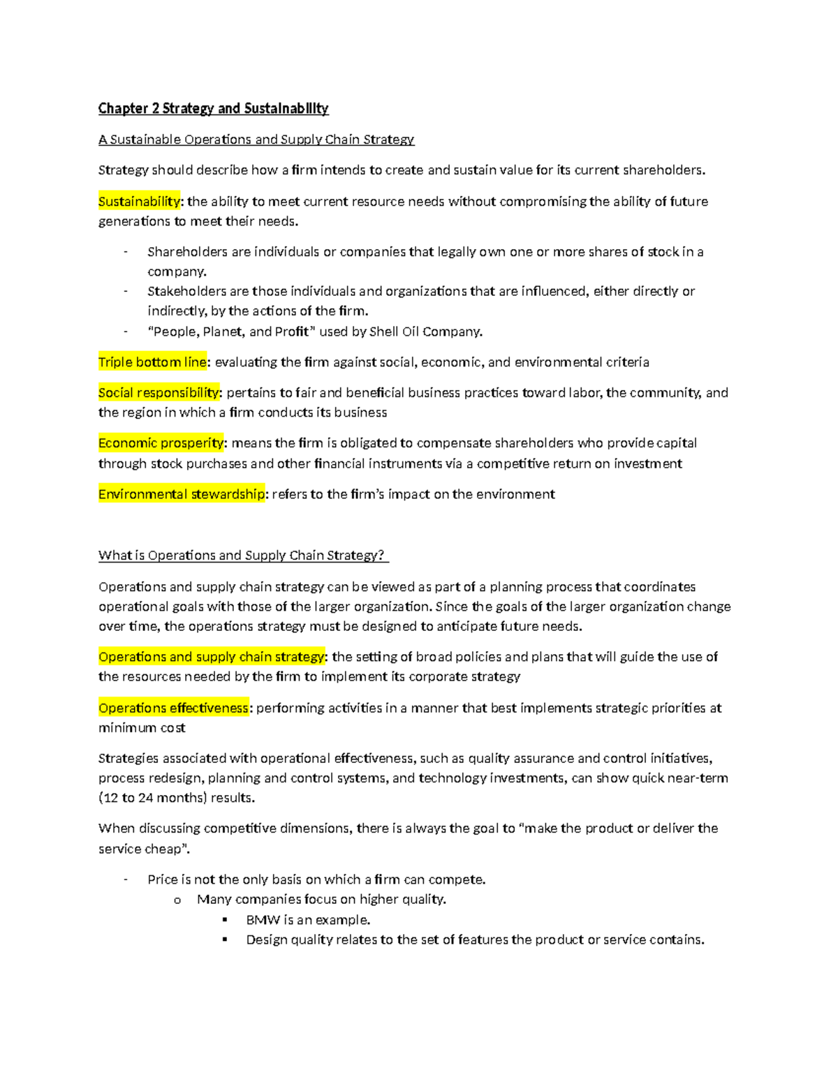 Chapter 2 Strategy and Sustainability - Chapter 2 Strategy and Sustainability A Sustainable ...