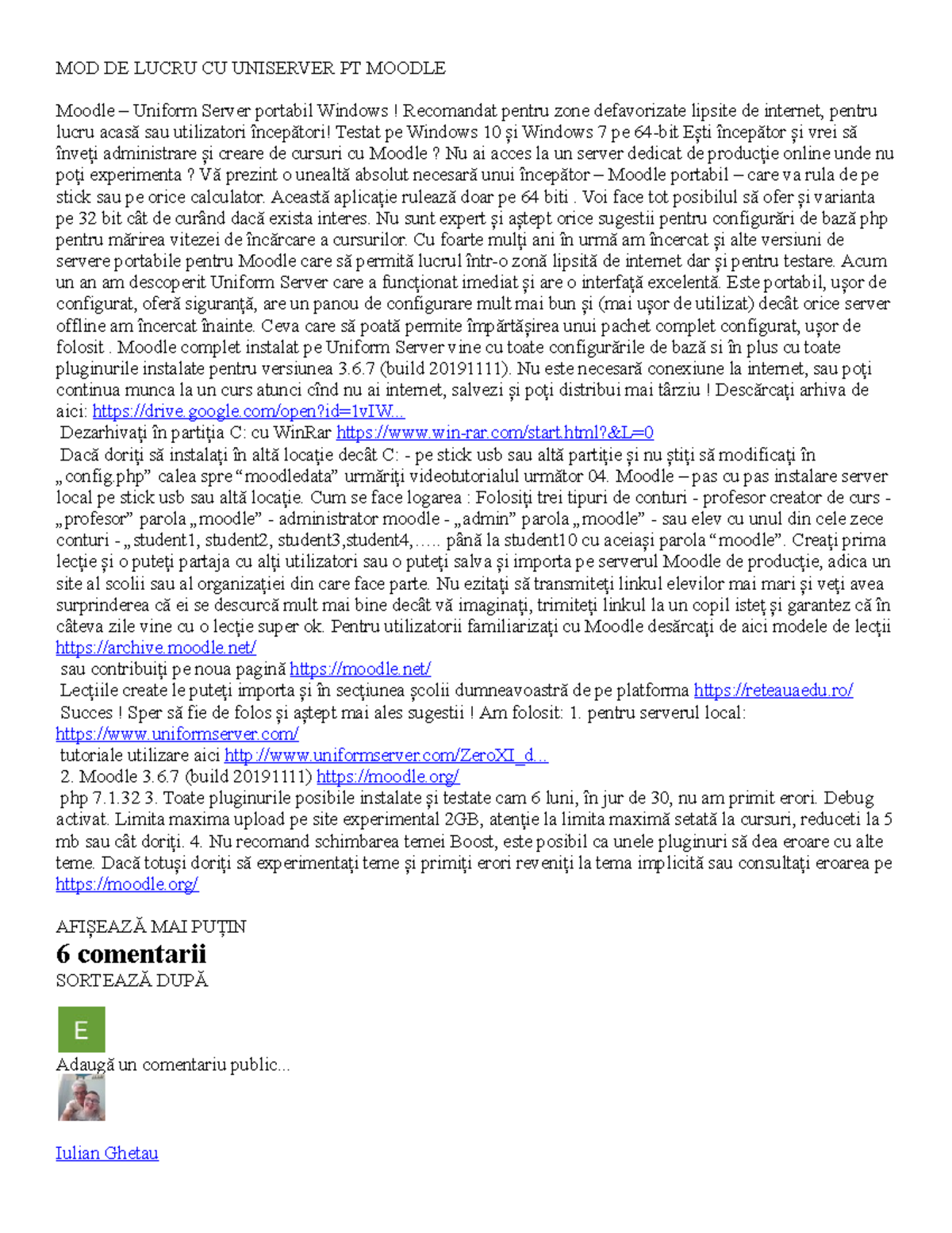 Mod de lucru cu Uniserver PT Moodle - MOD DE LUCRU CU UNISERVER PT ...
