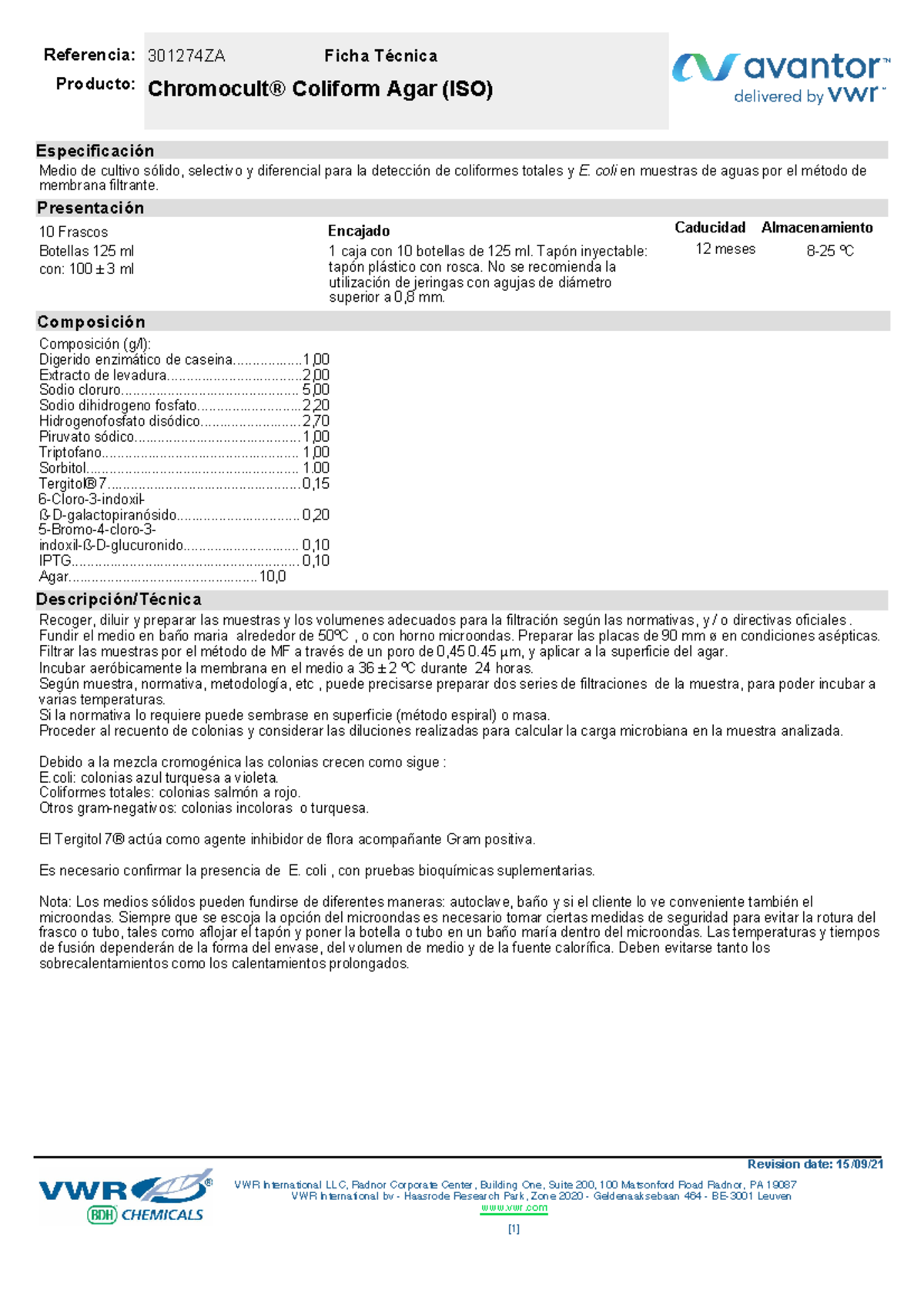 Agar cromocul inserto - N/A - Chromocult® Coliform Agar (ISO ...