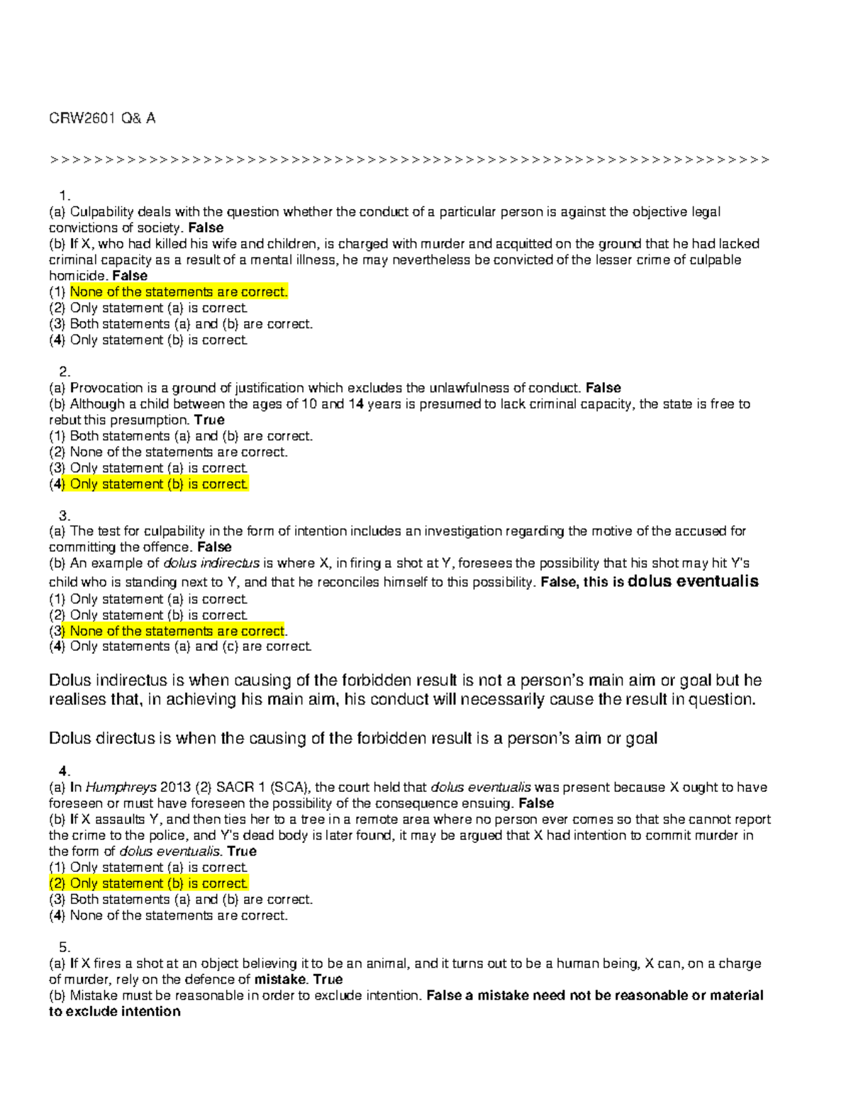 Mock Exam CRW2601 Questions and Answers - 98680 - Unisa - Studocu