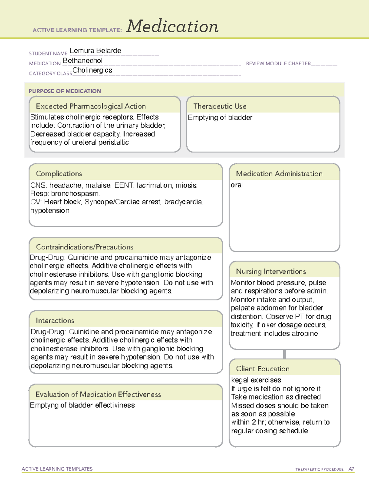 Bethanechol - Medication - ACTIVE LEARNING TEMPLATES THERAPEUTIC ...