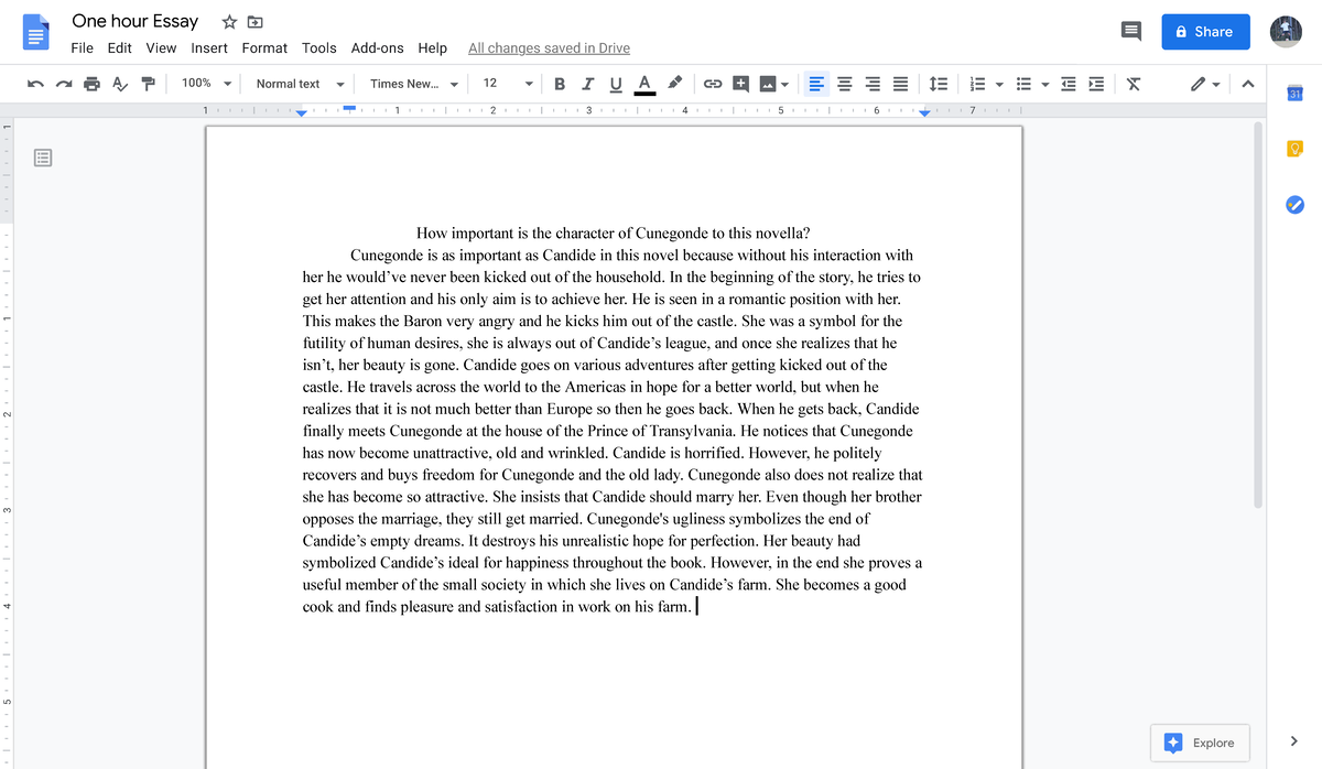One hour Essay - Google Docs - One hour Essay File Edit View Insert ...