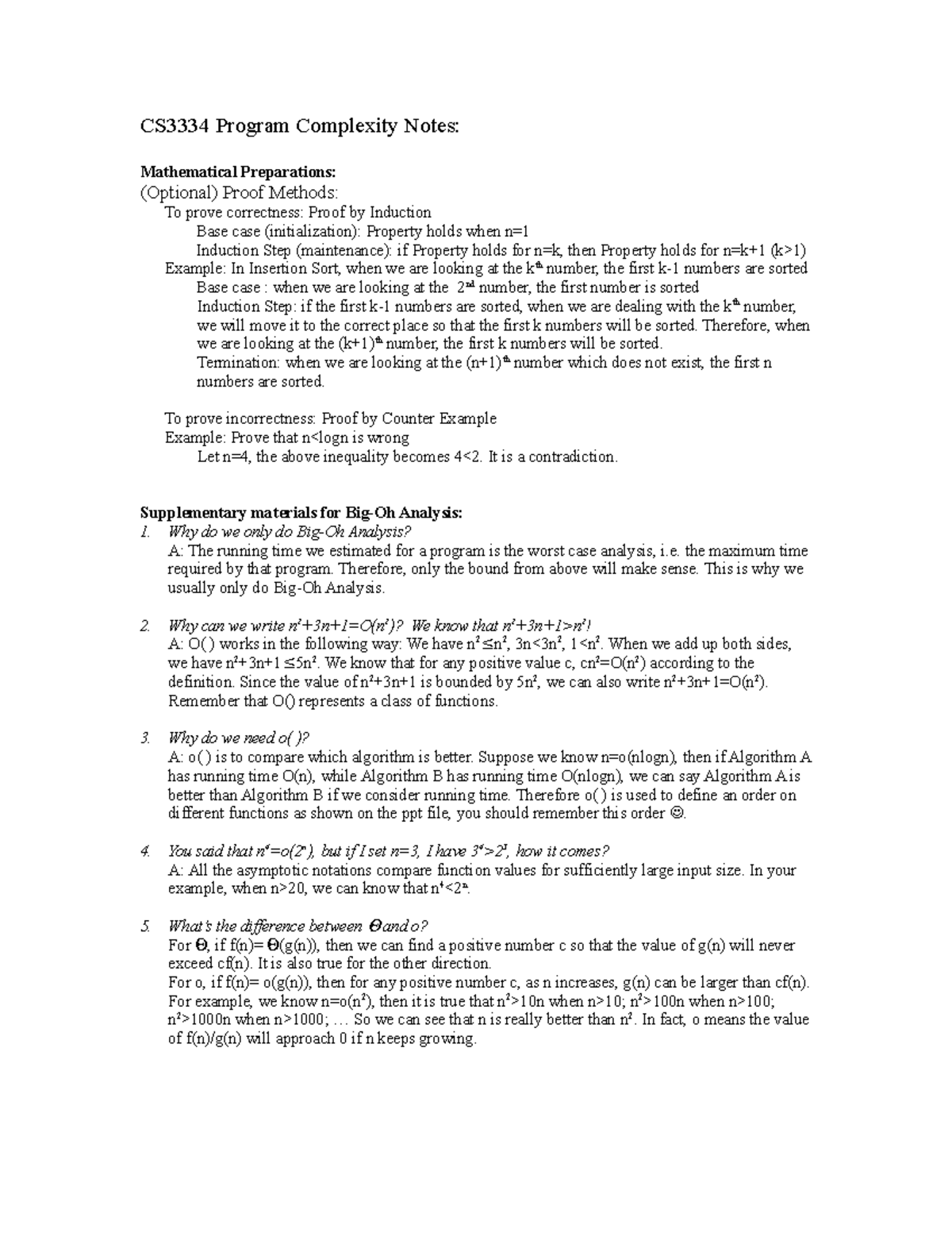 Program Complexity - Therefore, when we are looking at the (k+1)th ...