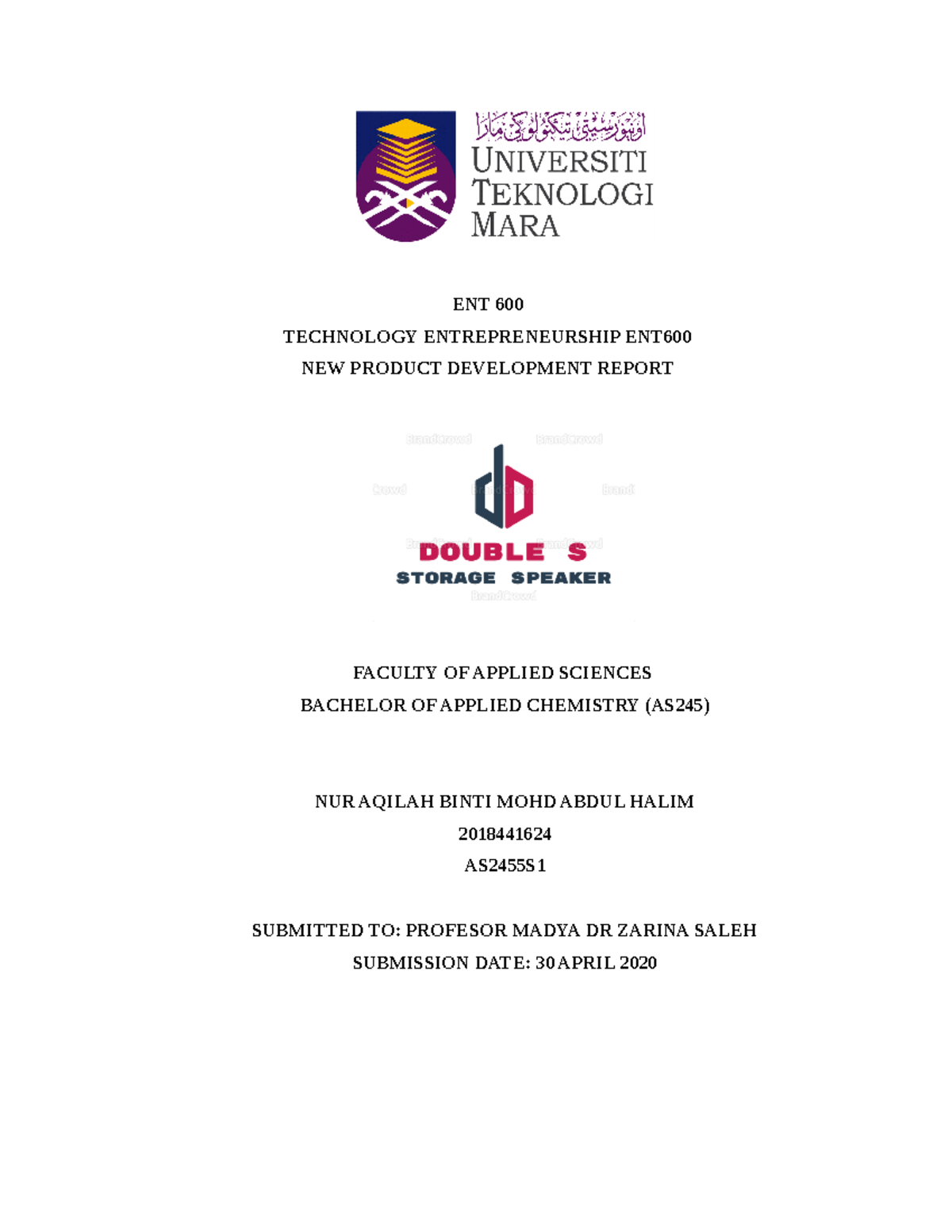 NPD report qila - ENT 530 grouping assignment - ENT 600 TECHNOLOGY ...