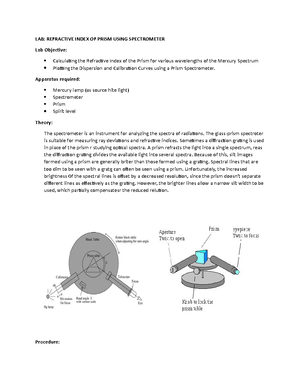 LAB - lab work of prism - LAB: REFRACTIVE INDEX OF PRISM USING ...
