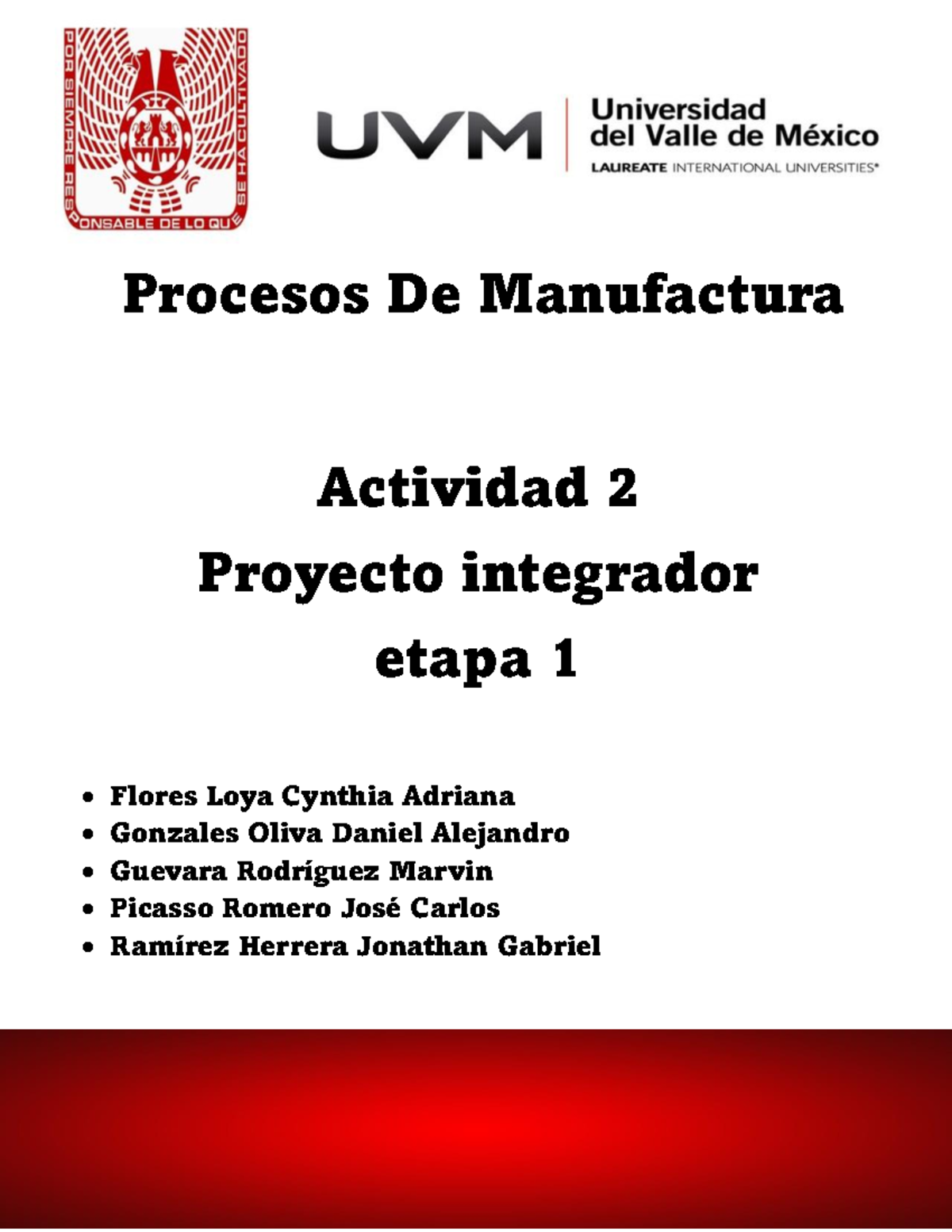 Act 2 procesos de manufactuta - Procesos De Manufactura Actividad 2 Proyecto integrador etapa 1 ...