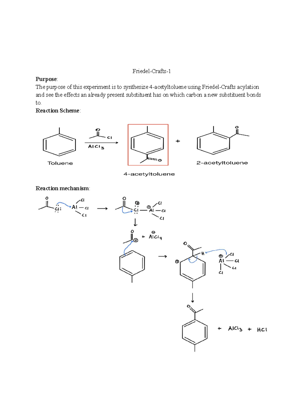 CHM 2211 L Friedel-Crafts reaction - Claudette Figuera (5881911) CHM ...