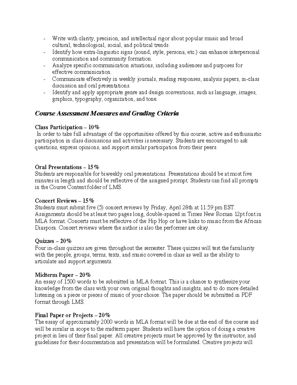 IHSS 1967 Syllabus 012623 2-2 - Write with clarity, precision, and ...