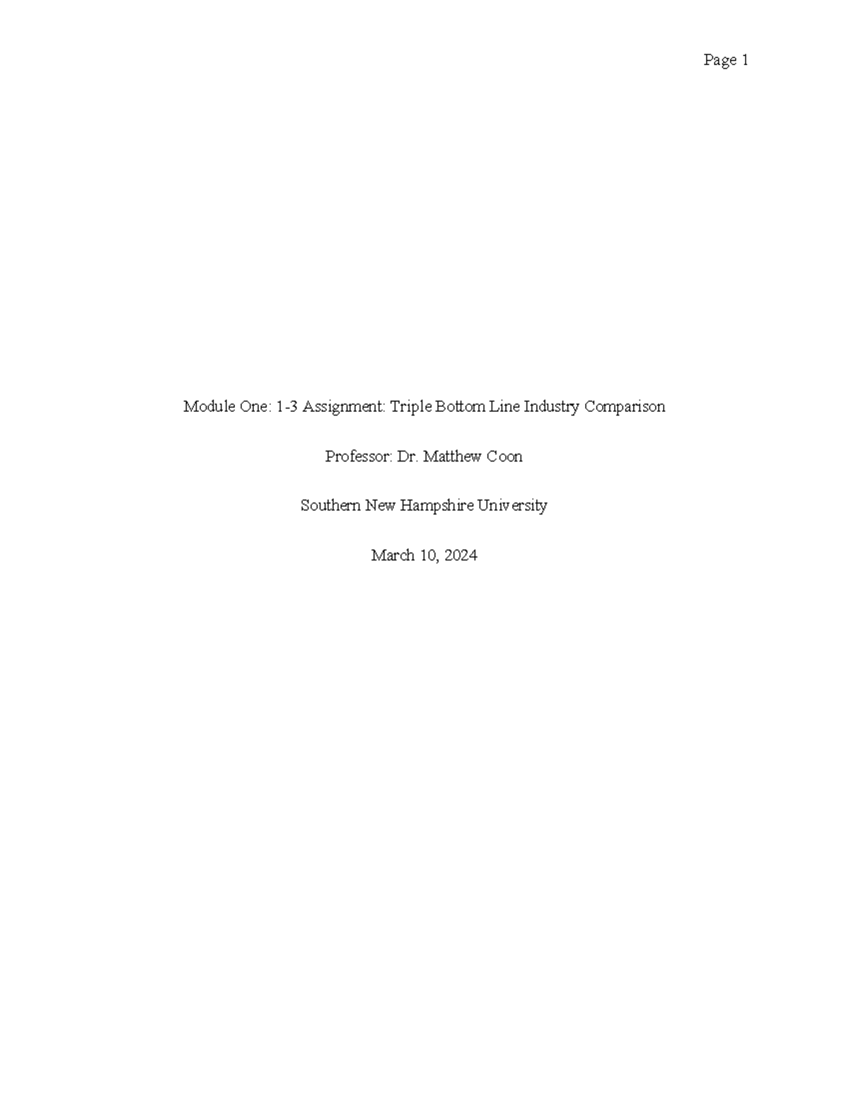 1-3 Assignment Triple Bottom Line Industry Comparison Sanitized ...