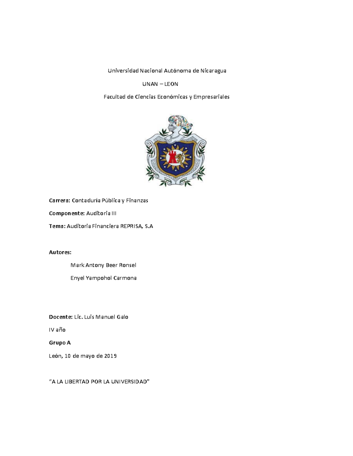 Informde DE Auditoria - Warning: TT: undefined function: 32 Warning: TT: undefined function: 32 ...