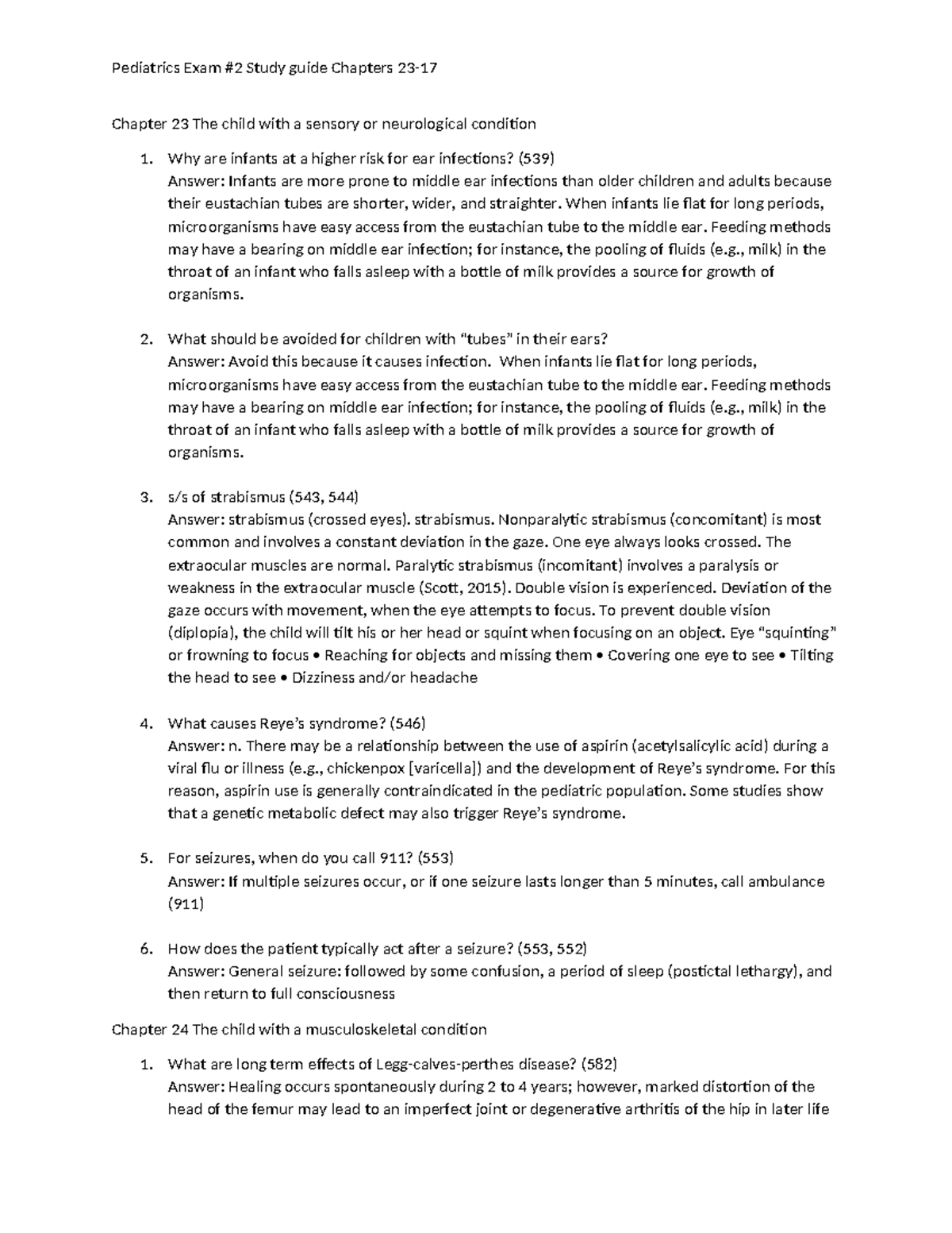 Studyguide Pediatrics exam #2 ch. 23-27 - Chapter 23 The child with a sensory or neurological ...