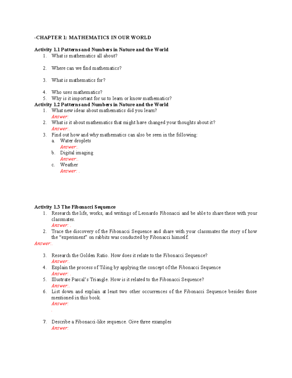 MMW-Problem Set-Finals -CHAPTER 1: MATHEMATICS IN OUR WORLD Activity 1 ...