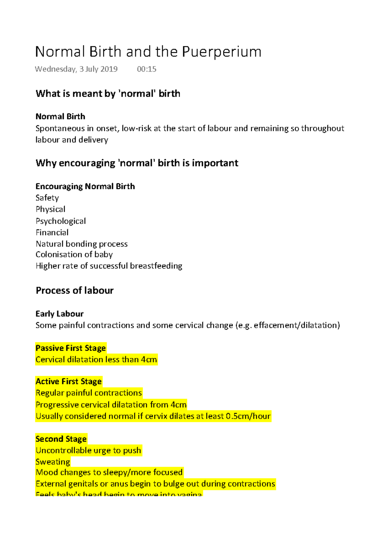 Normal Birth and the Puerperium - What is meant by 'normal' birth ...