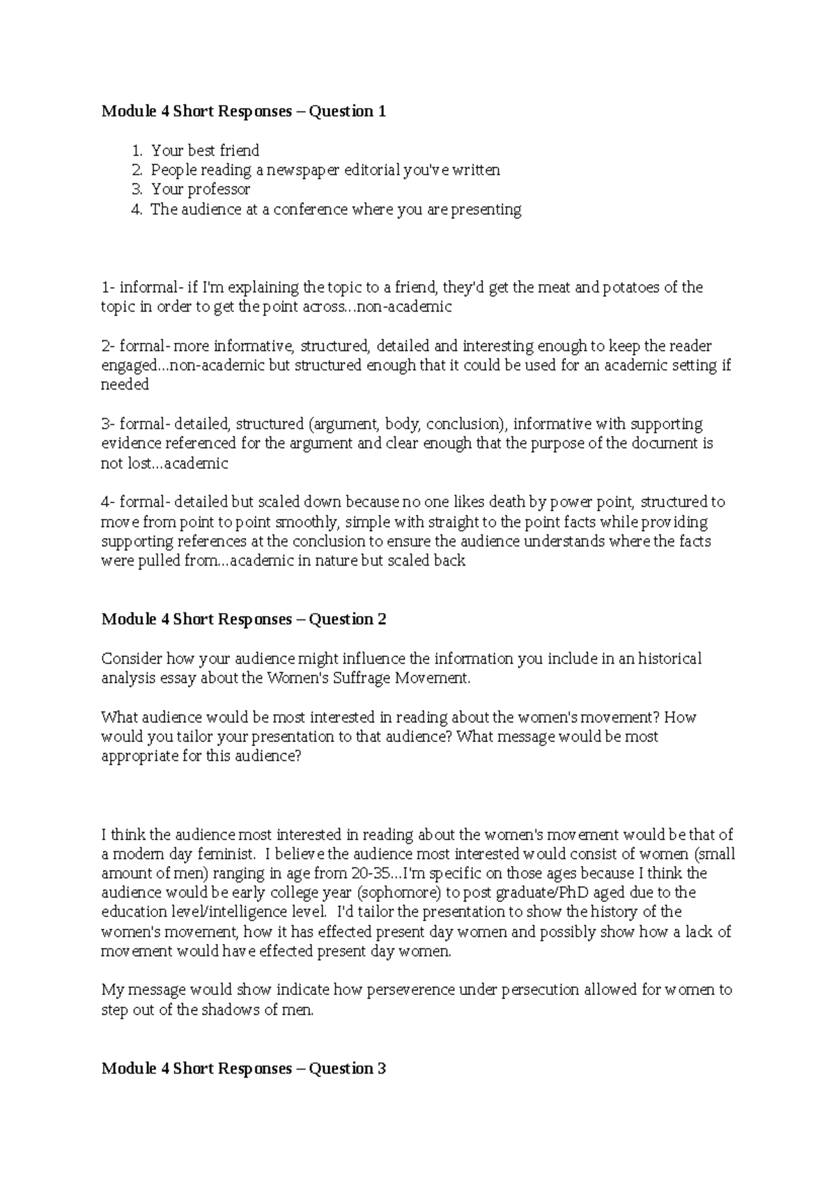 HIS 200 4 2 Short Responses - Module 4 Short Responses – Question 1 ...
