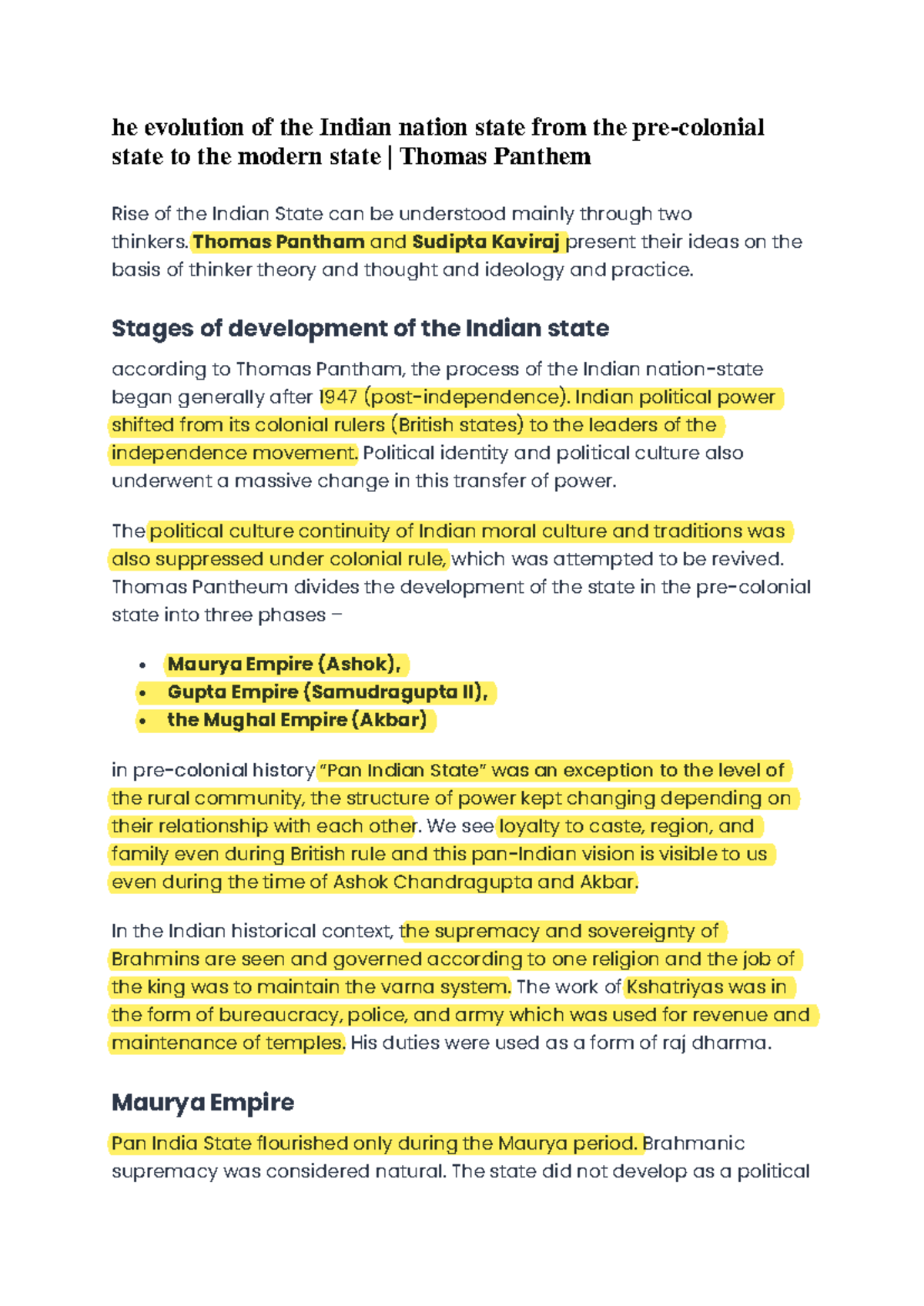 Evolution of state - he evolution of the Indian nation state from the ...