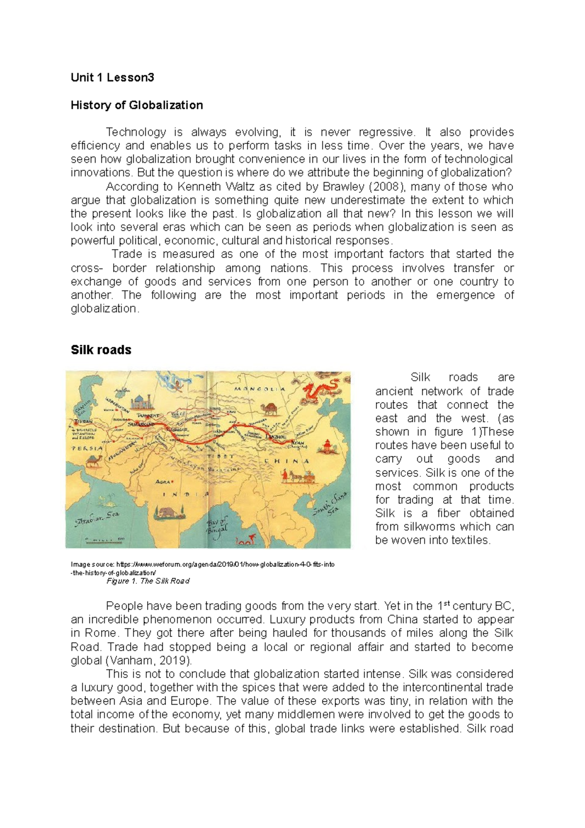 History of Globalization readings - Unit 1 Lesson History of ...