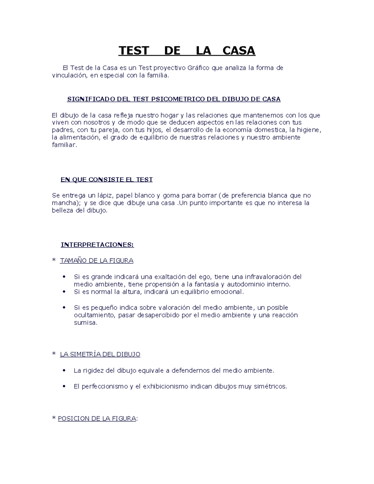 6 TESTde la casa - Test Grafico de la Casa - TEST DE LA CASA - Studocu