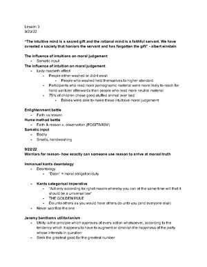 Lecture notes unit 2 PSYCH 120 N - 9/8/ Culture and morality head=need ...