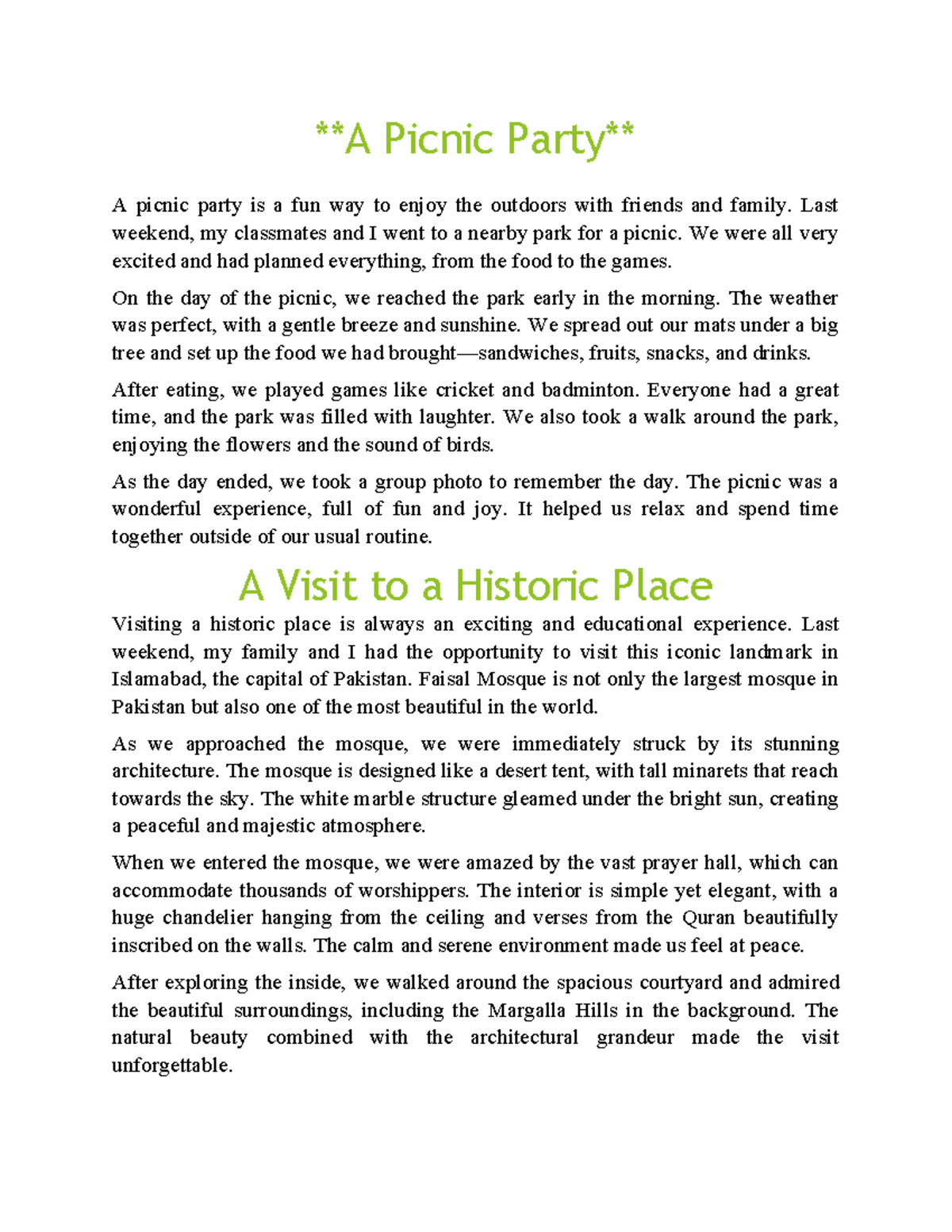 A Picnic Party - details of different essay - A Picnic Party A picnic ...