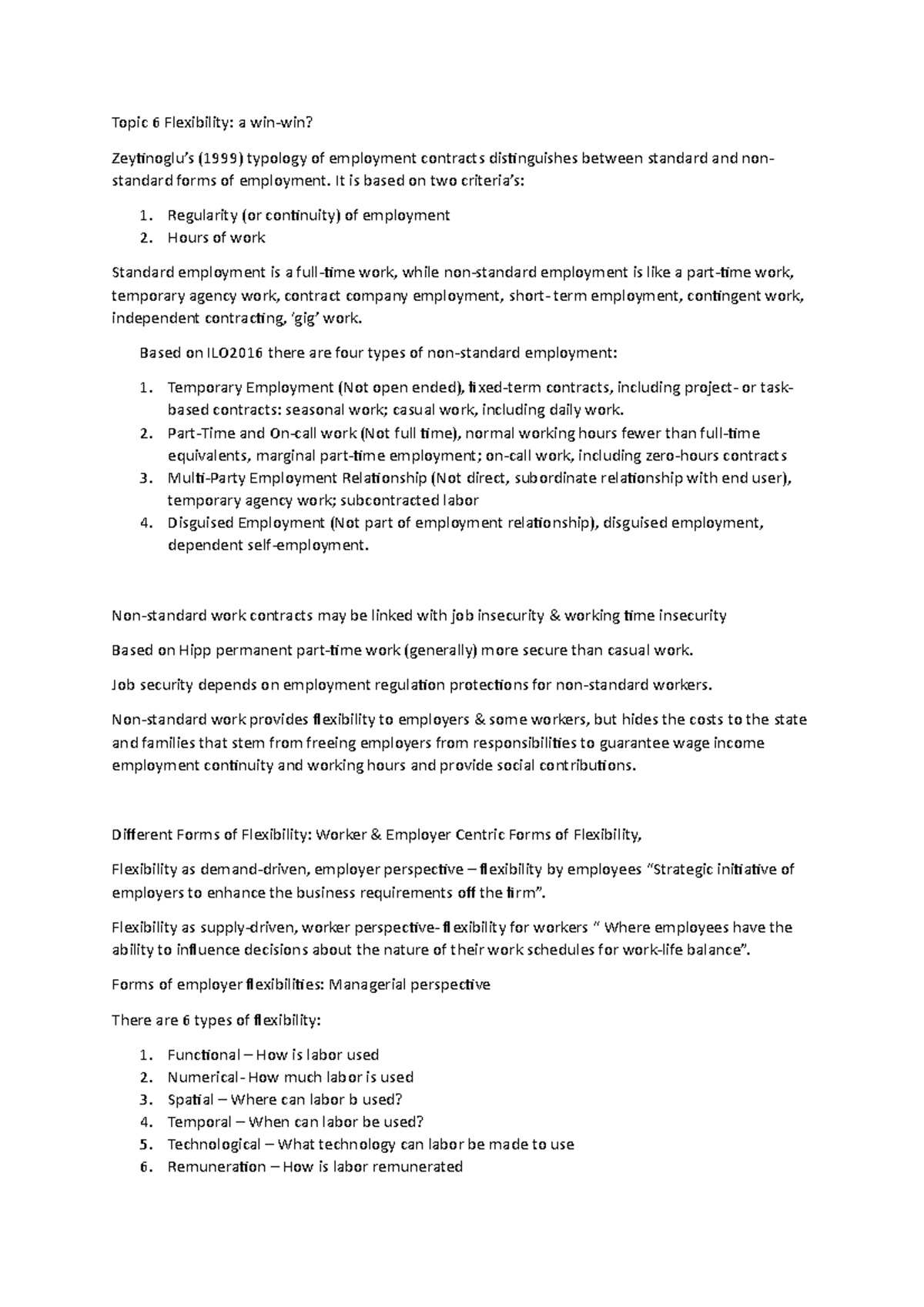 Topic 6 Flexibility - Topic 6 Flexibility: a win-win? Zeytinoglu’s ...