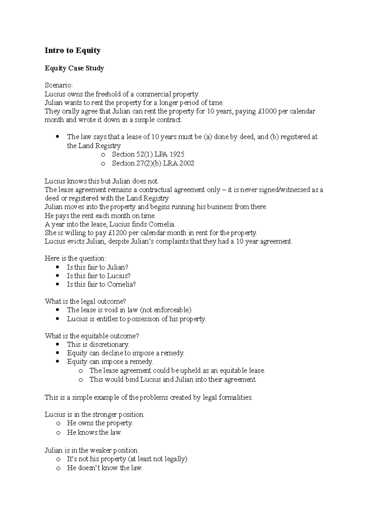 Intro to Equity - Intro to Equity Equity Case Study Scenario: Lucius ...