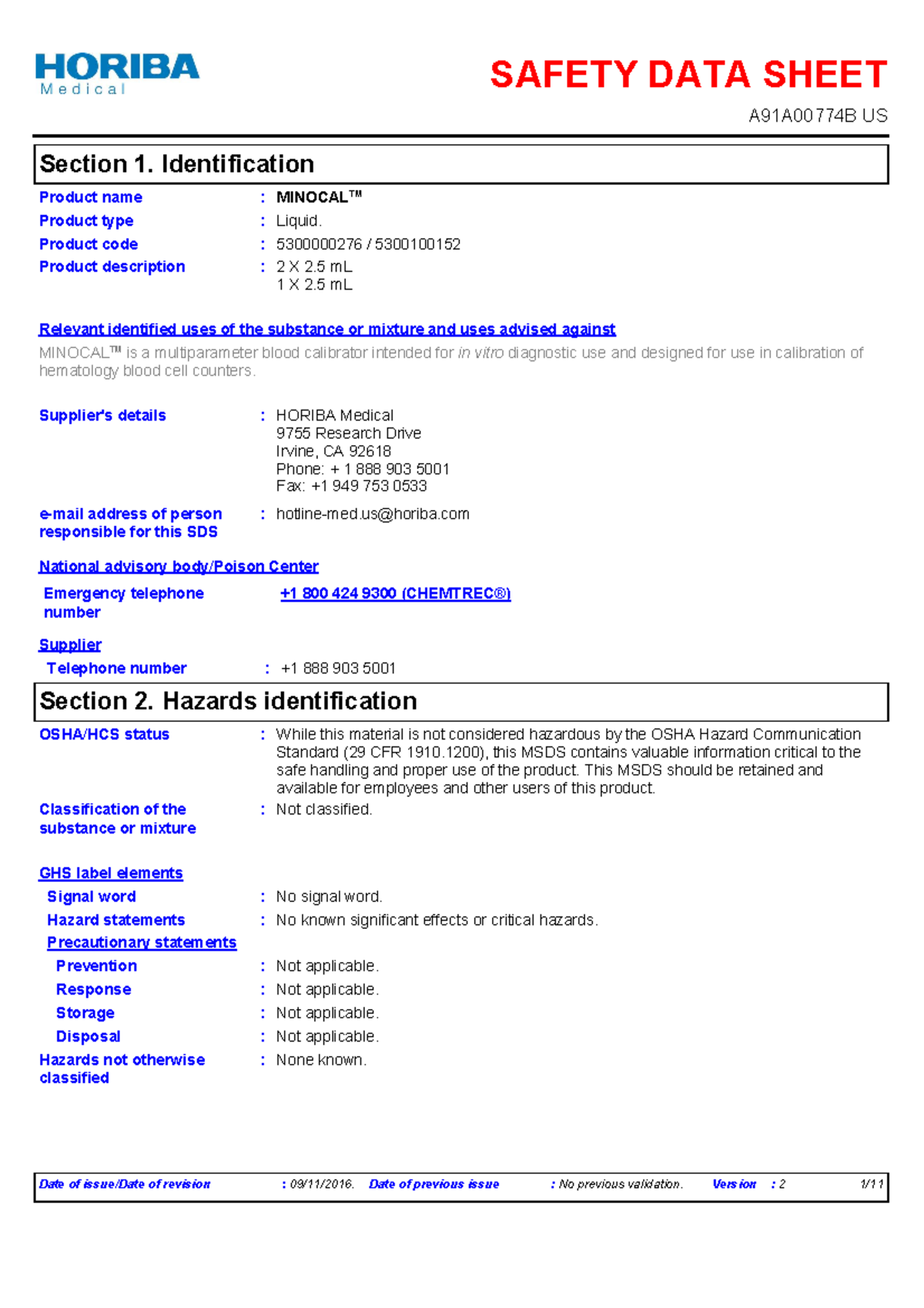 A91a00774 bus minocal - Product type Liquid. Section 1. Identification ...
