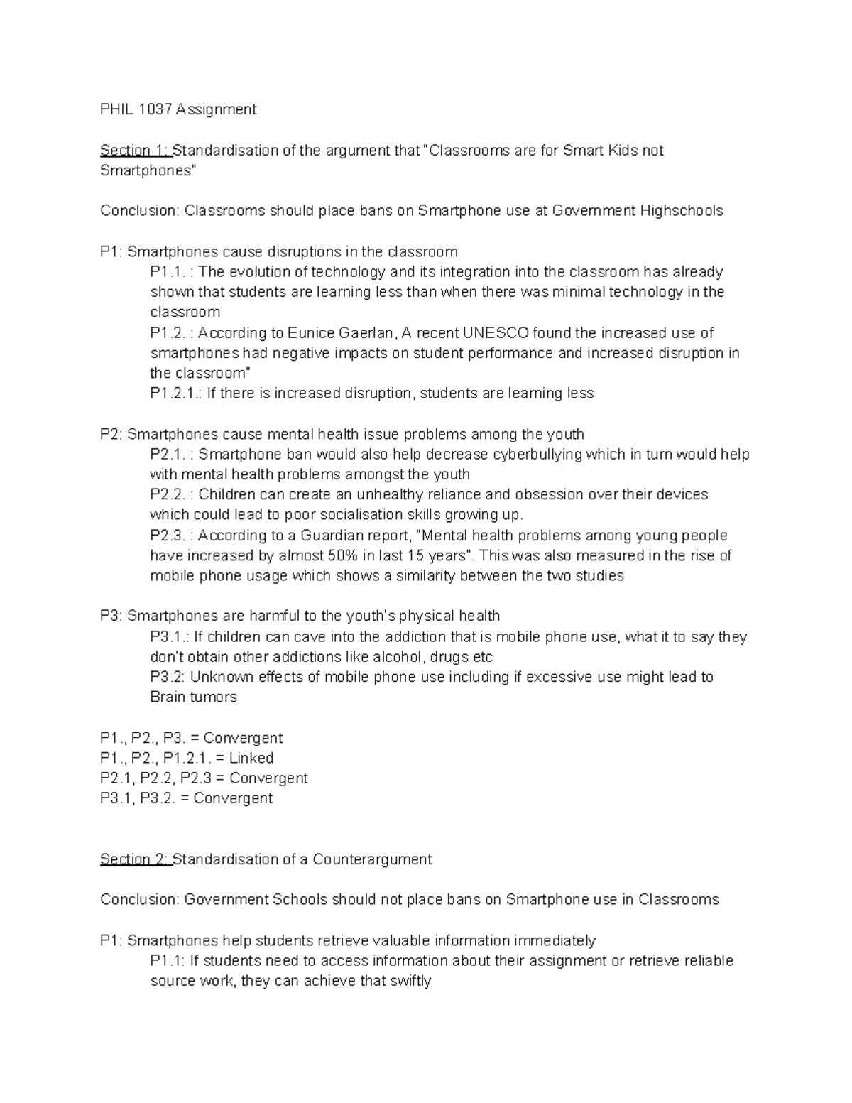 PHIL 1037 Assignment - Standardisation task - PHIL 1037 Assignment ...