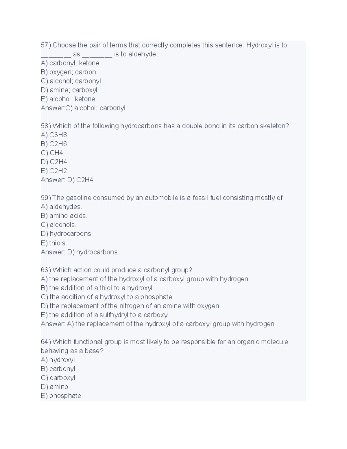 Bio 101 test 1 practice questions (10) - Choose the pair of terms that ...