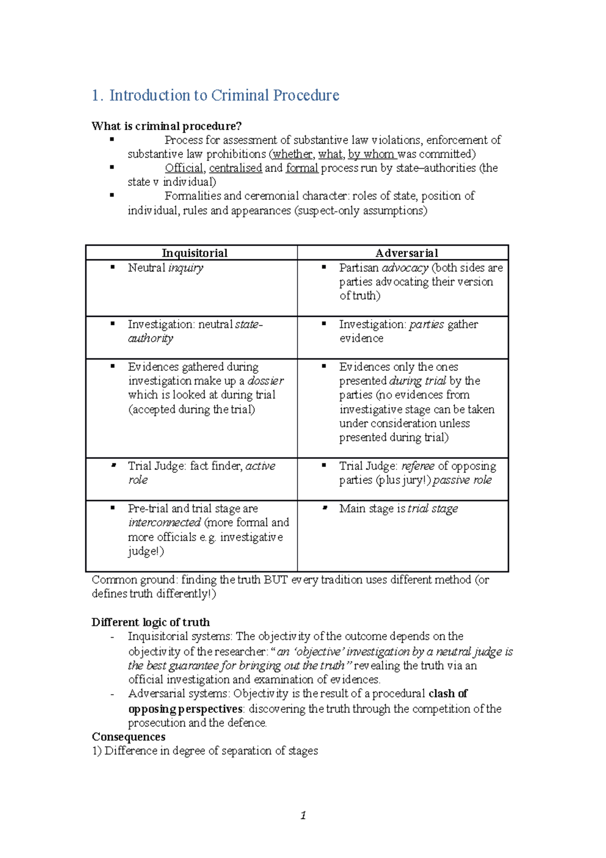 Criminal Procedure exam notes - 1. Introduction to Criminal Procedure ...