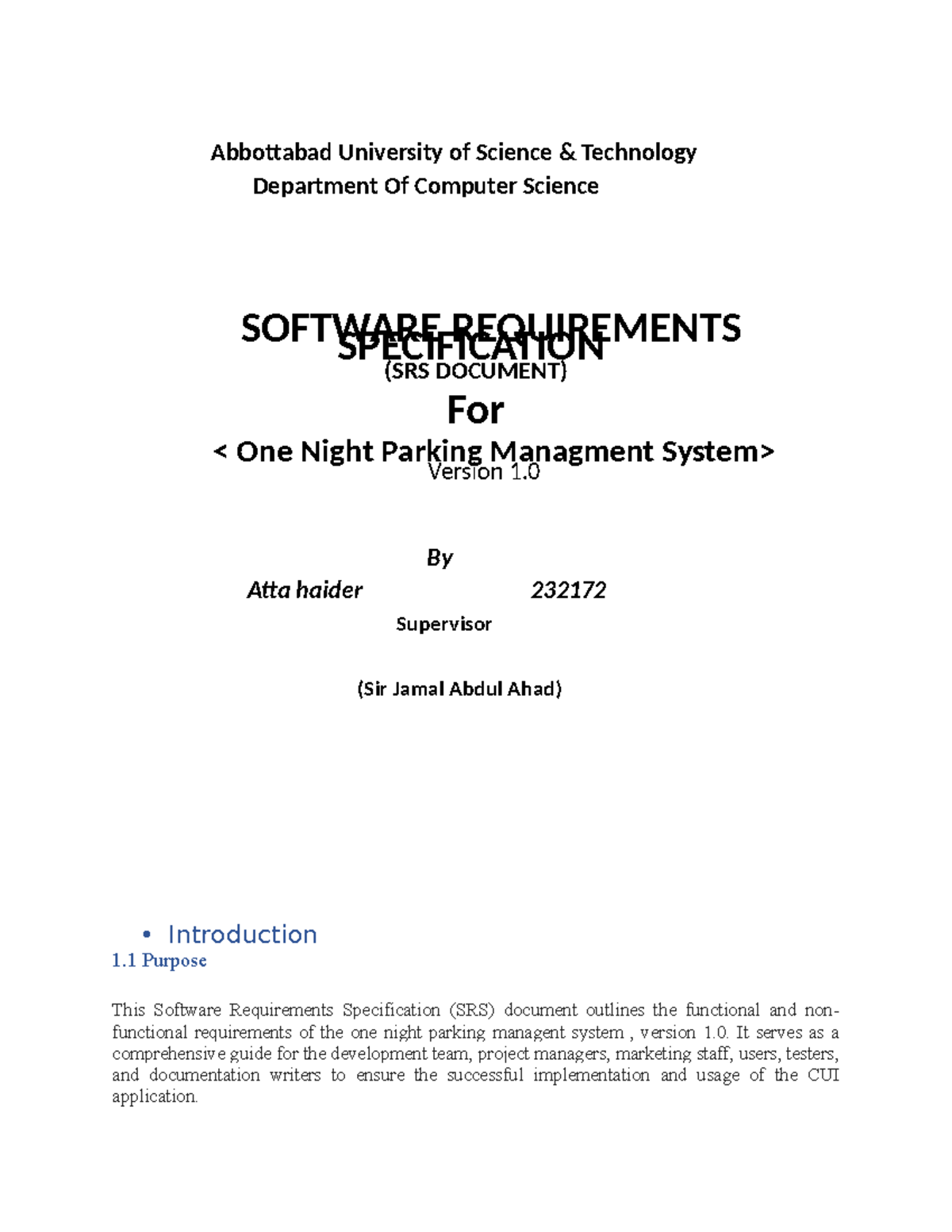 Report about a python project - Abbottabad University of Science ...