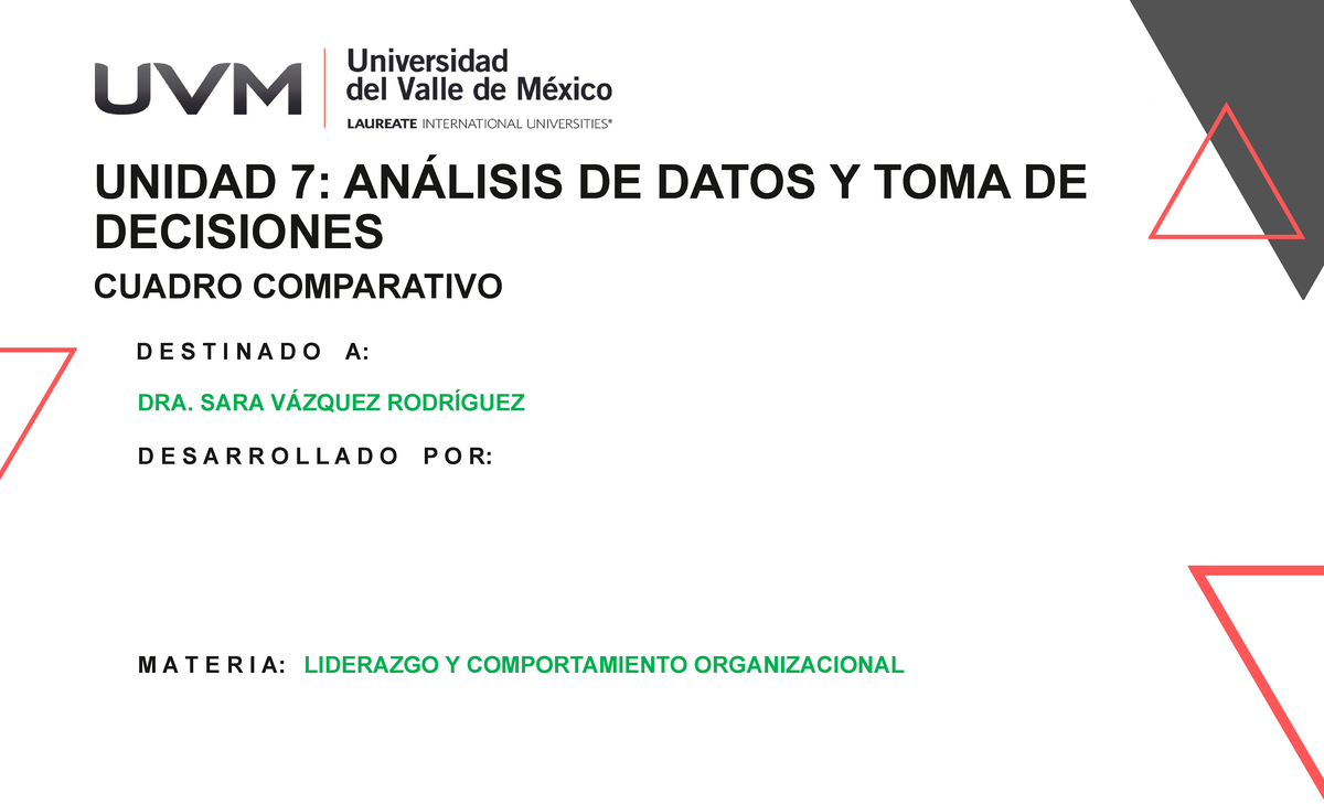 A5 Liderazgo - UNIDAD 7: ANÁLISIS DE DATOS Y TOMA DE DECISIONES CUADRO ...