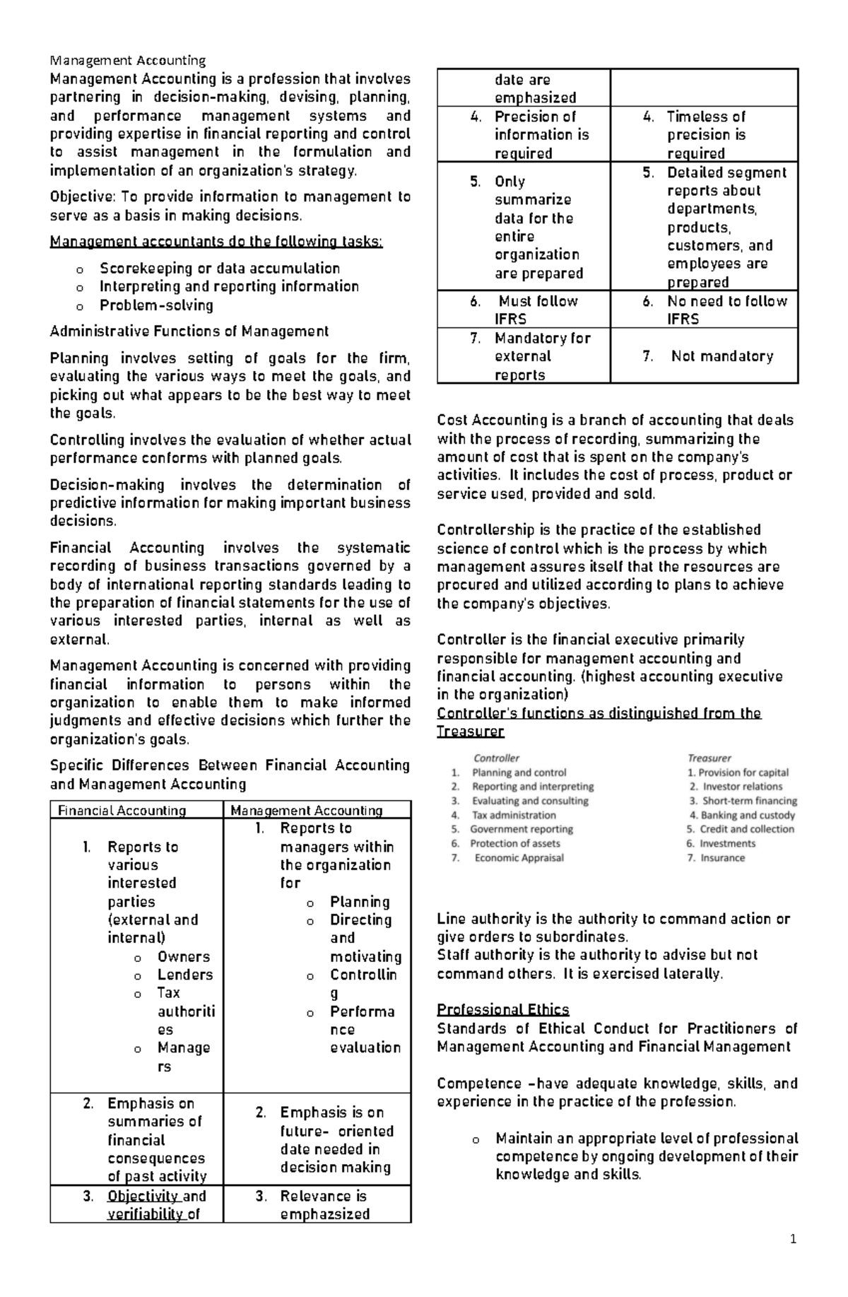 Management accounting i - Management Accounting 1 Management Accounting ...