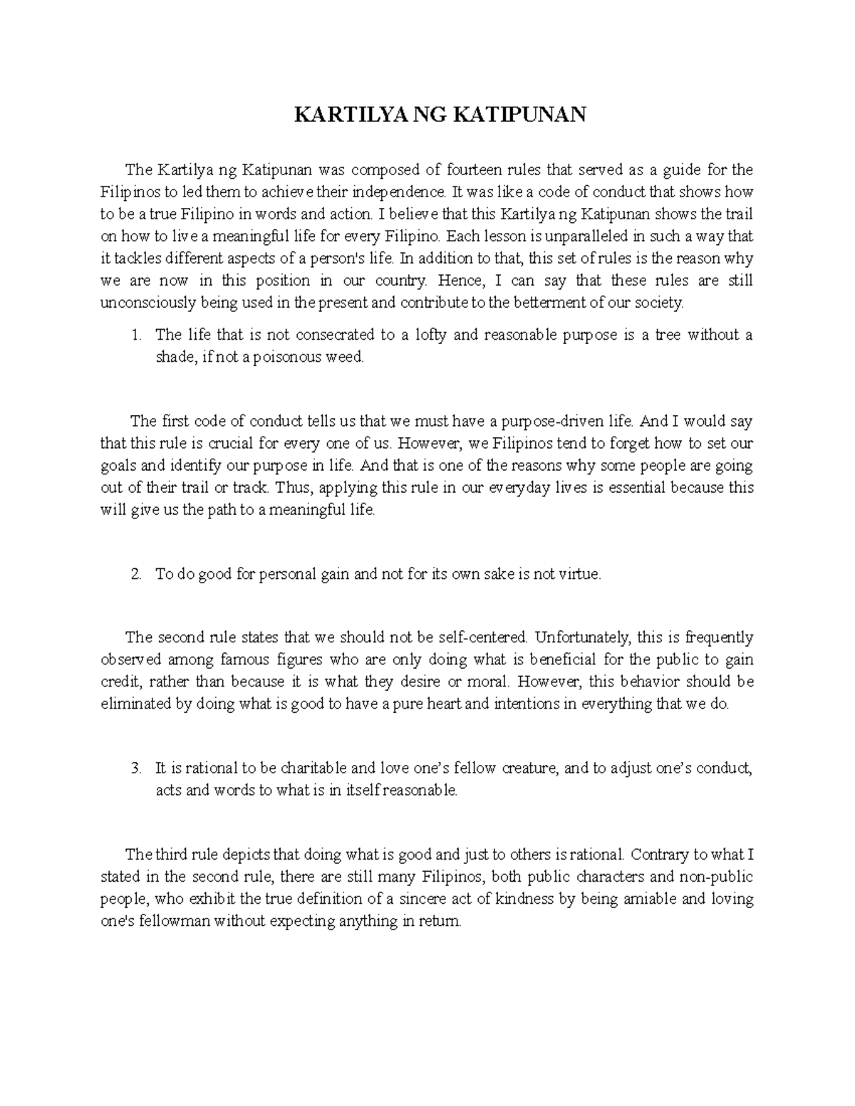 Kartilya NG Katipunan - ... - KARTILYA NG KATIPUNAN The Kartilya ng ...