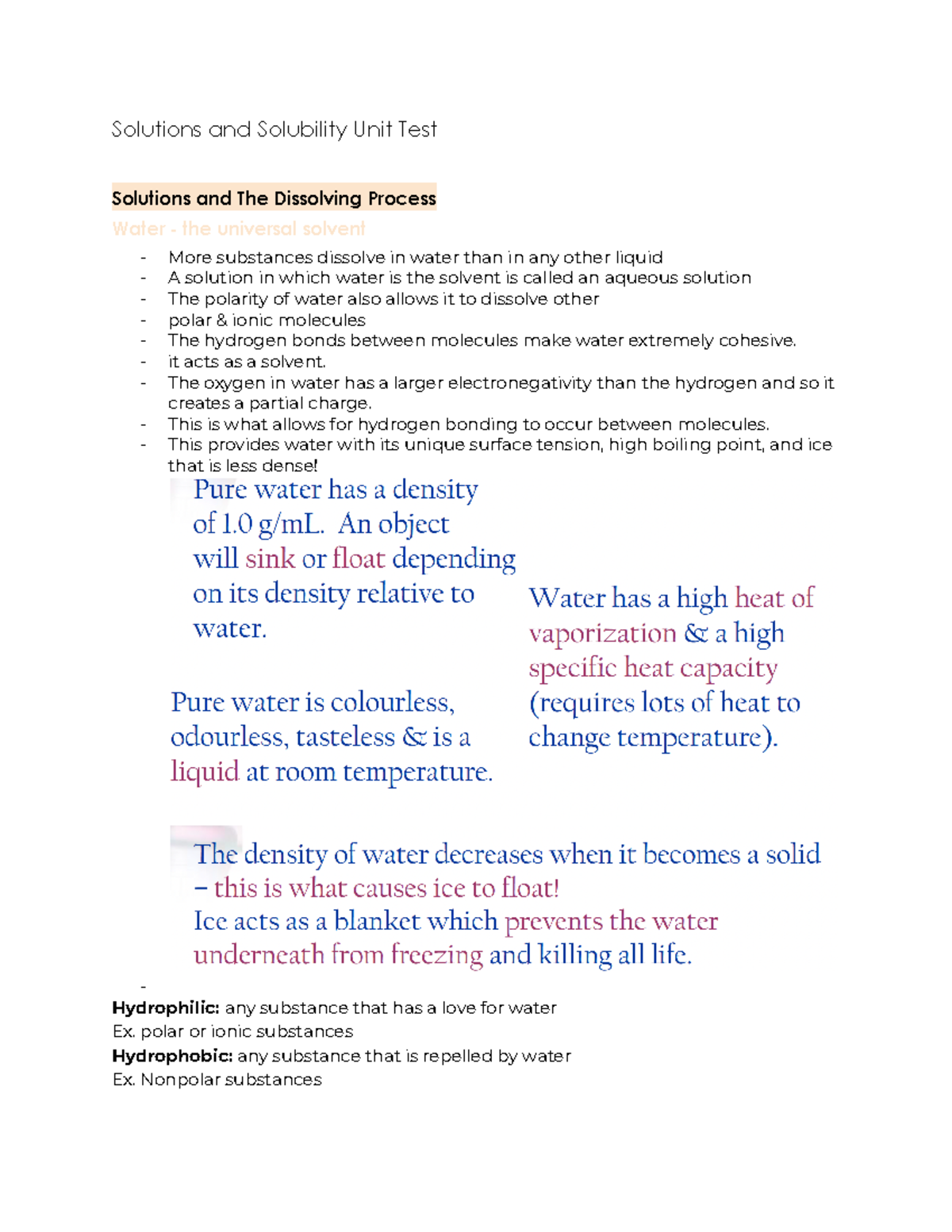 Unit Four - Solutions and Solubility Unit Test - Solutions and ...
