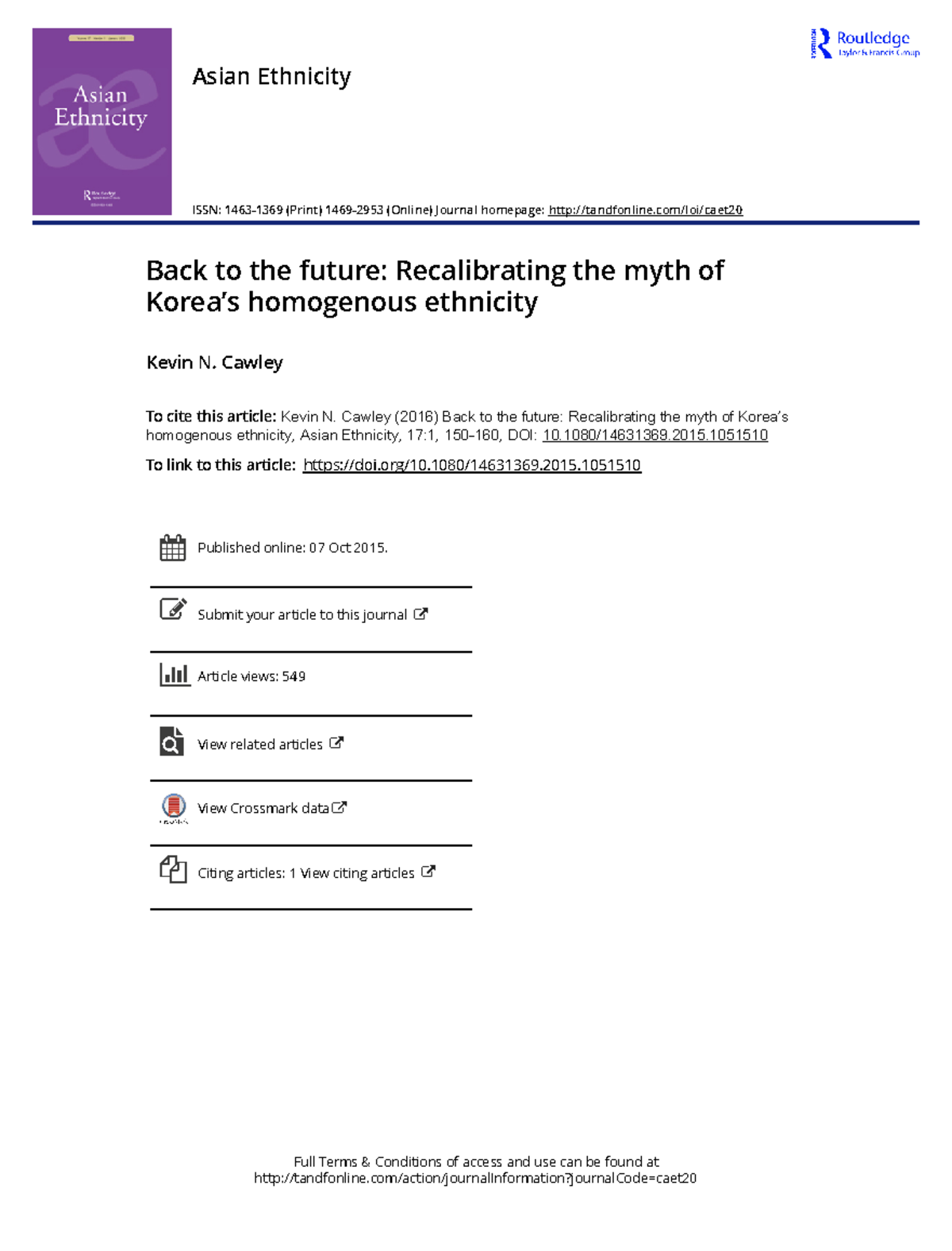 Back to the future Recalibrating the myth of Korea s homogenous ...