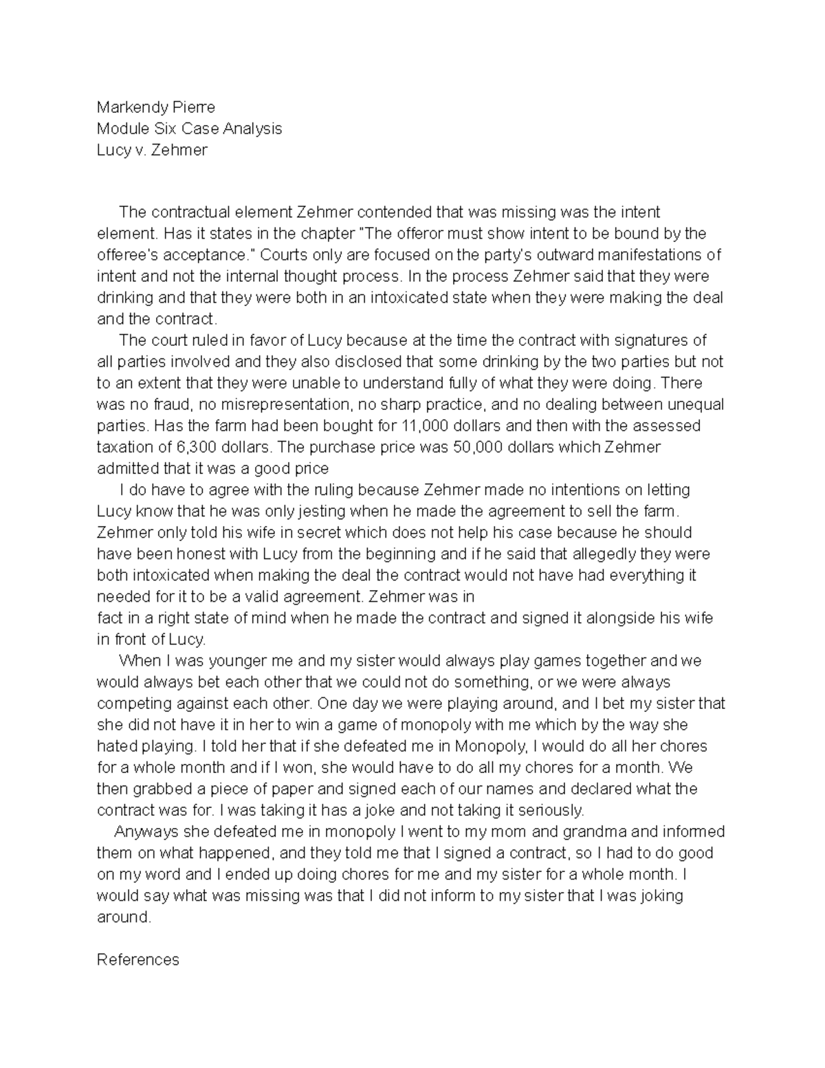 Module 6 case analysis - Markendy Pierre Module Six Case Analysis Lucy ...