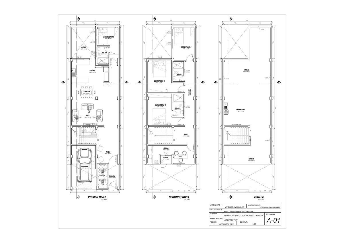 4) Planos Vivienda SR Sabino - NPT. + 6 ####### h=1. ####### h=1 ...