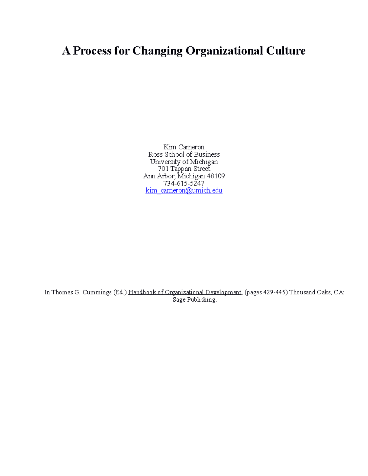 Culture Change Chapter Revised - OD Handbook - A Process for Changing ...