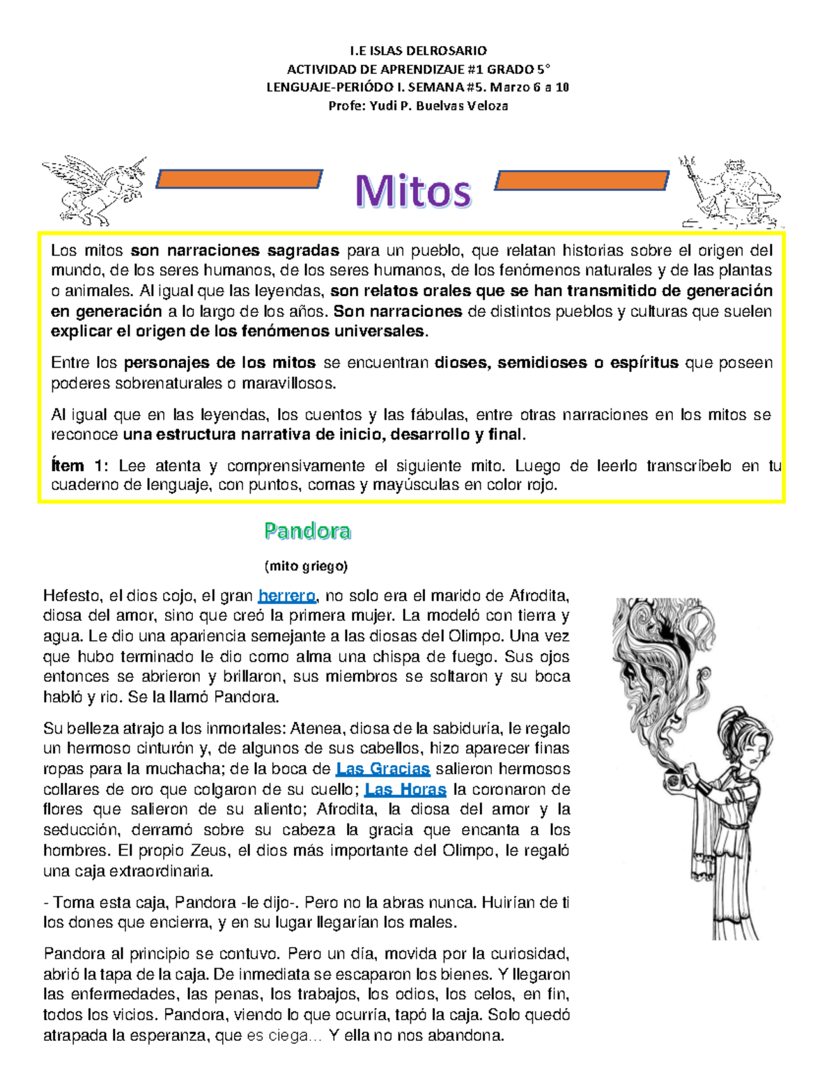 Taller sobre el Mito - rwrwhjrrw - I ISLAS DELROSARIO ACTIVIDAD DE ...