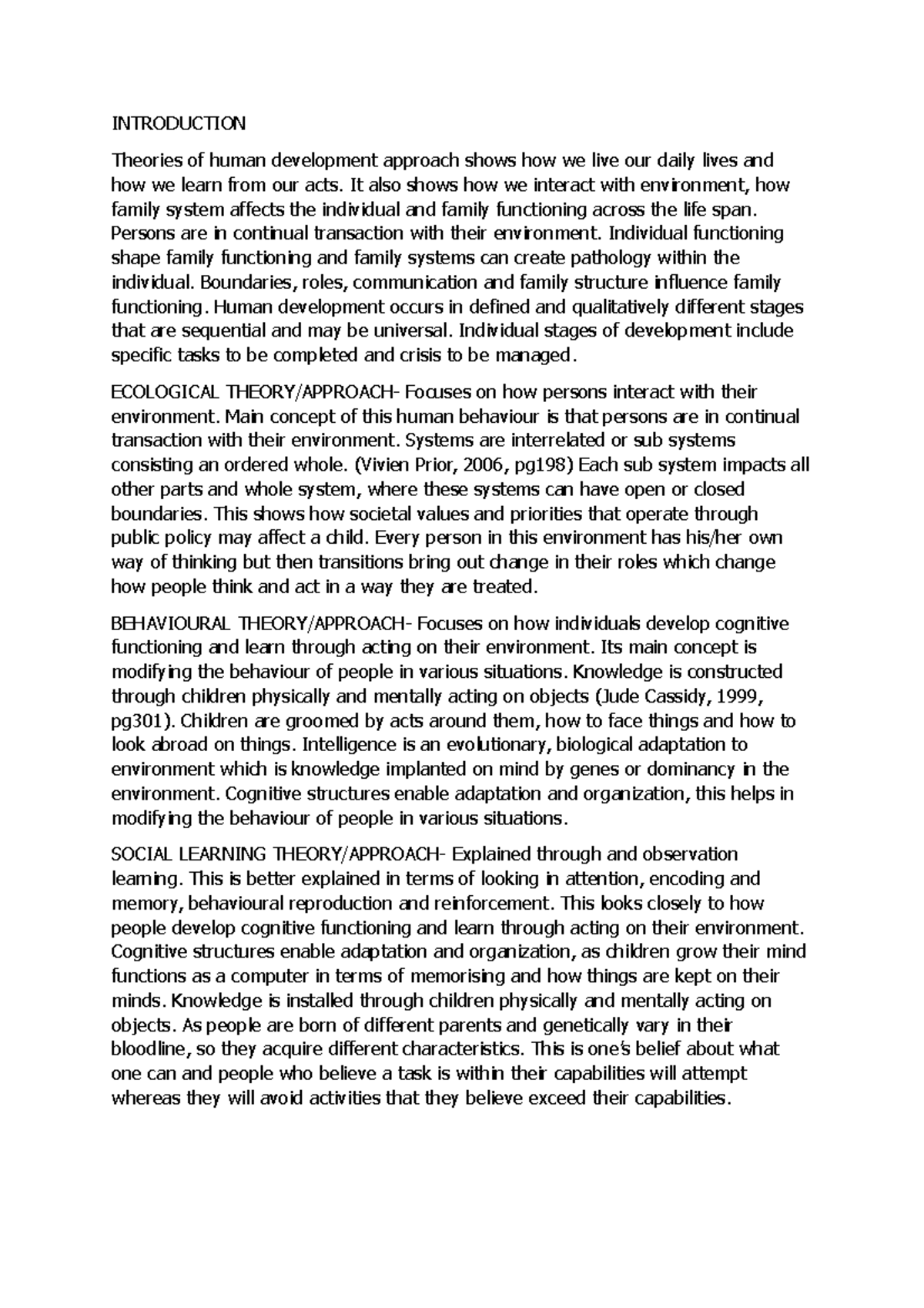 Psychology 2 - assignment - INTRODUCTION Theories of human development ...