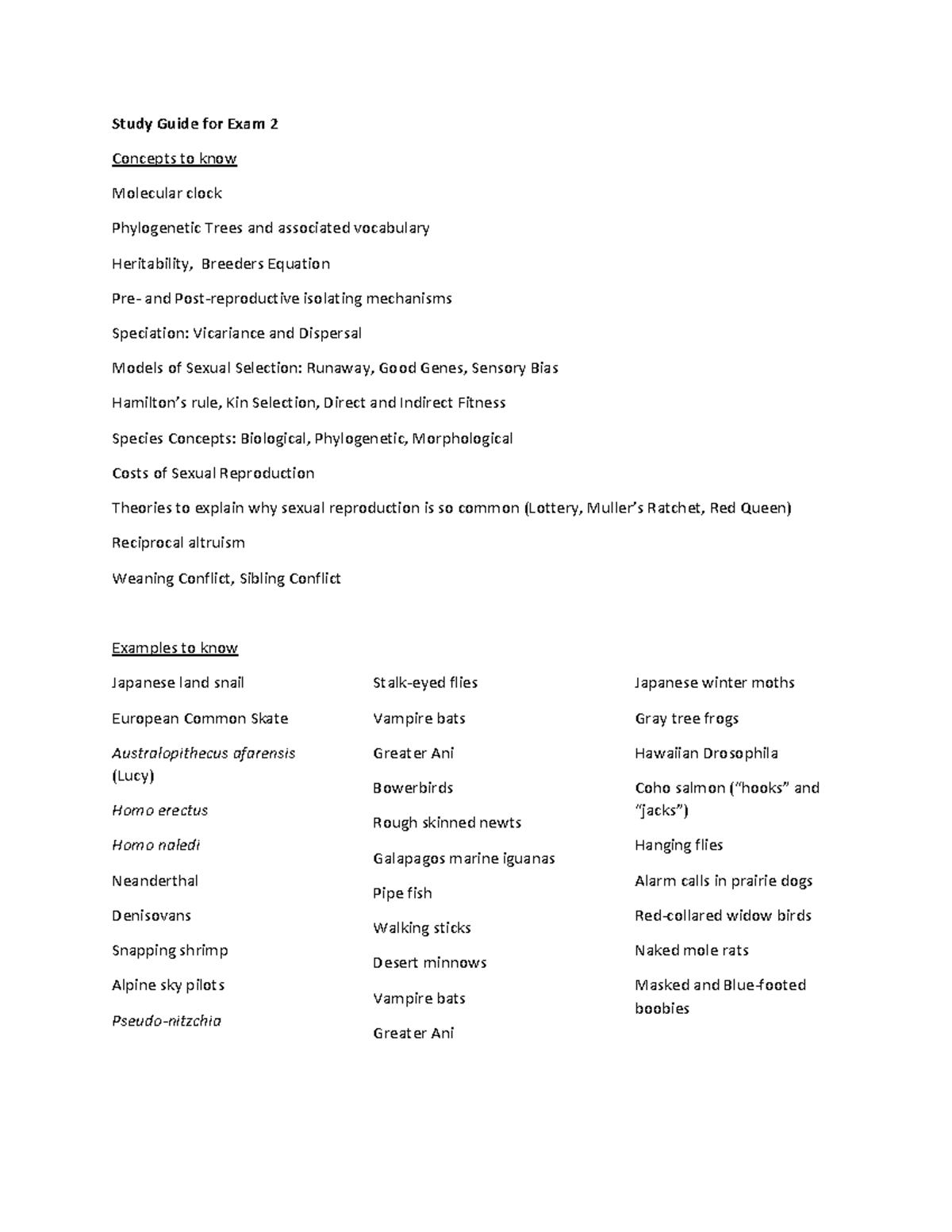 Study Guide Exam 2 - summary of topics for exam 2 - Study Guide for ...