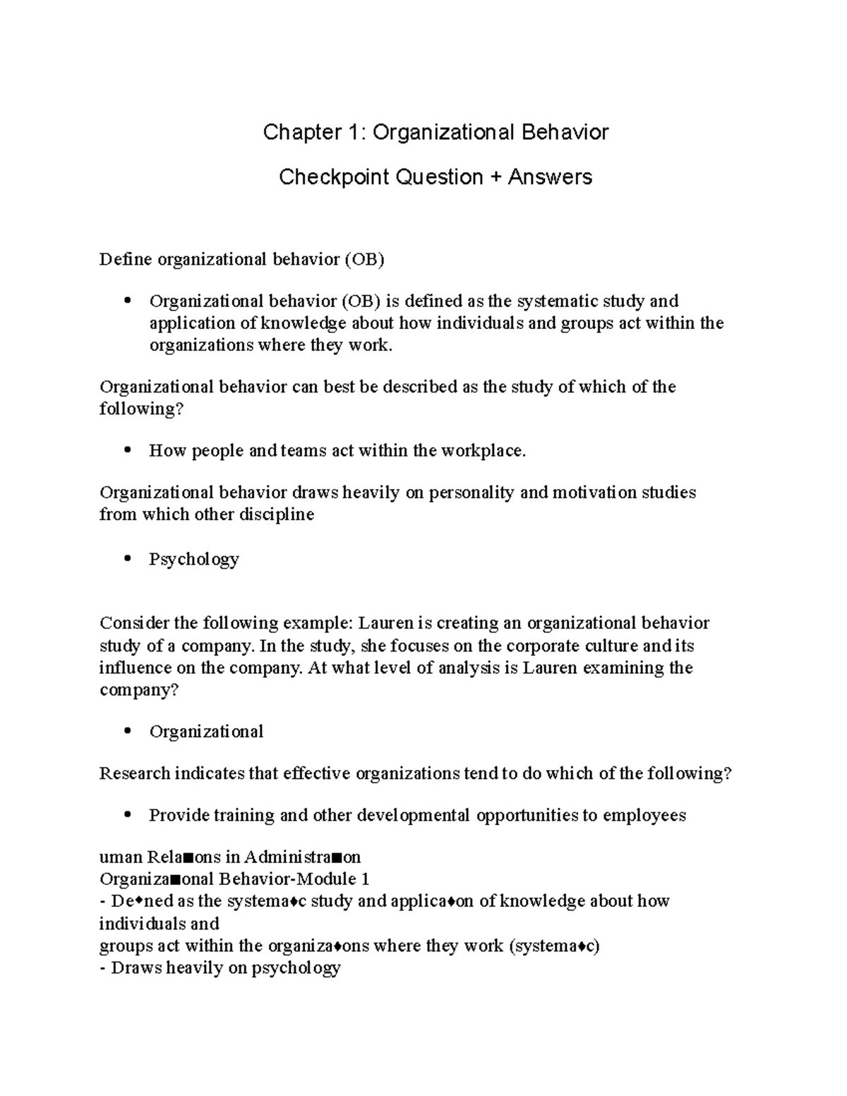 Chapter 1 checkpoint - exam answers - Chapter 1: Organizational ...