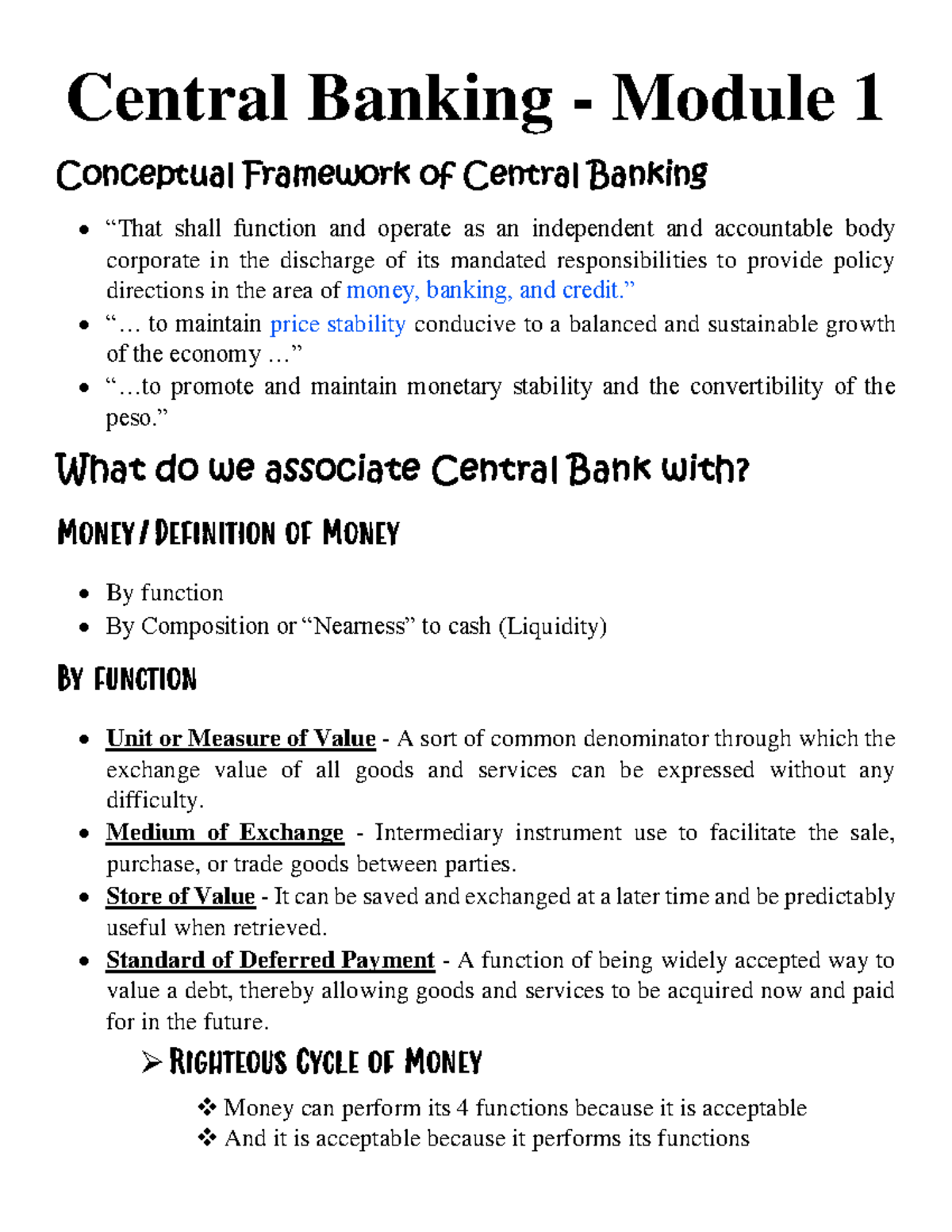 Prints 1 - Goodluck - Central Banking - Module 1 Conceptual Framework ...