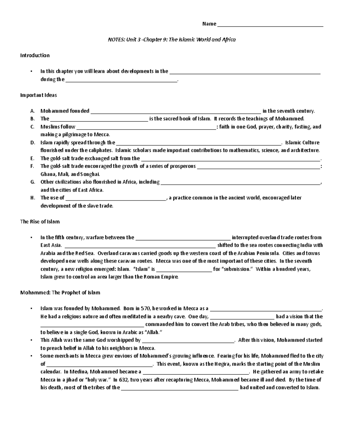 The Islamic World and Africa - Studocu